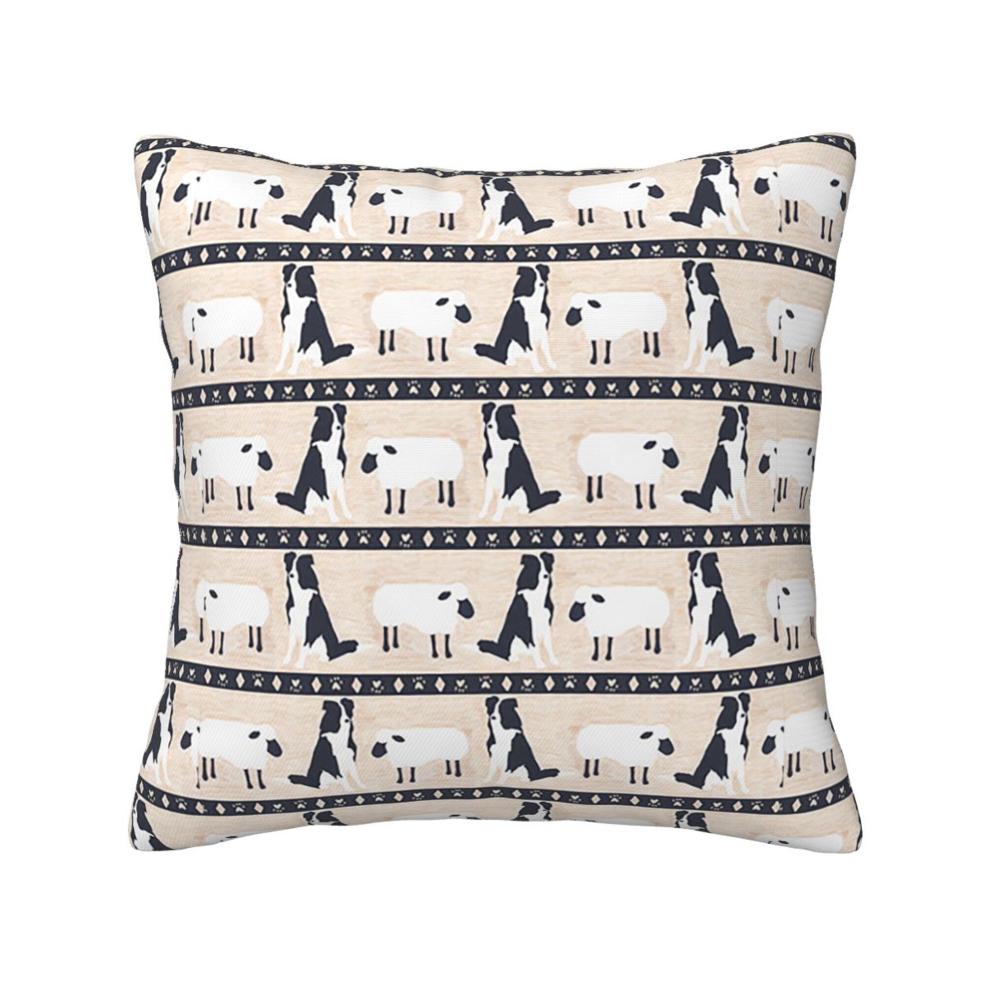 Home Throw Pillow Covers Two Sides Printed Primitive Border Collie ...