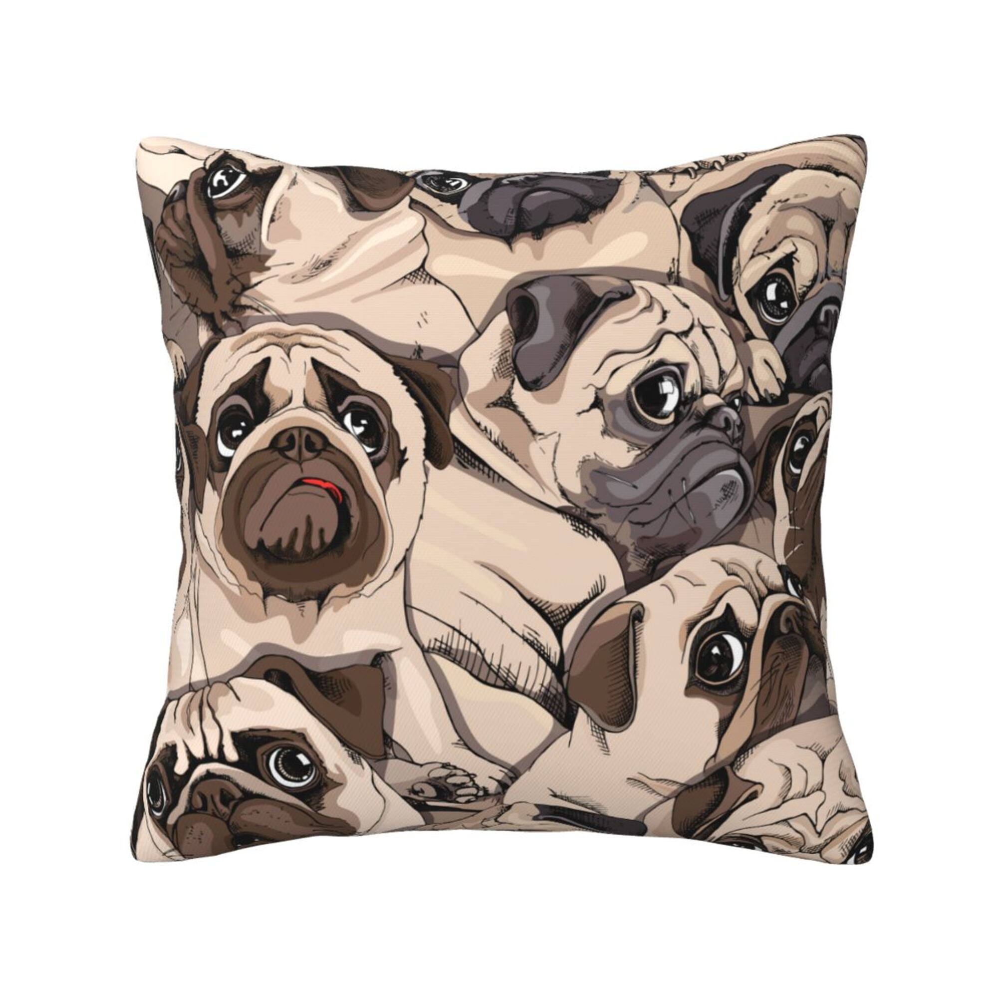 Home Throw Pillow Covers Two Sides Printed Pug Faces Decor Sofa Living ...