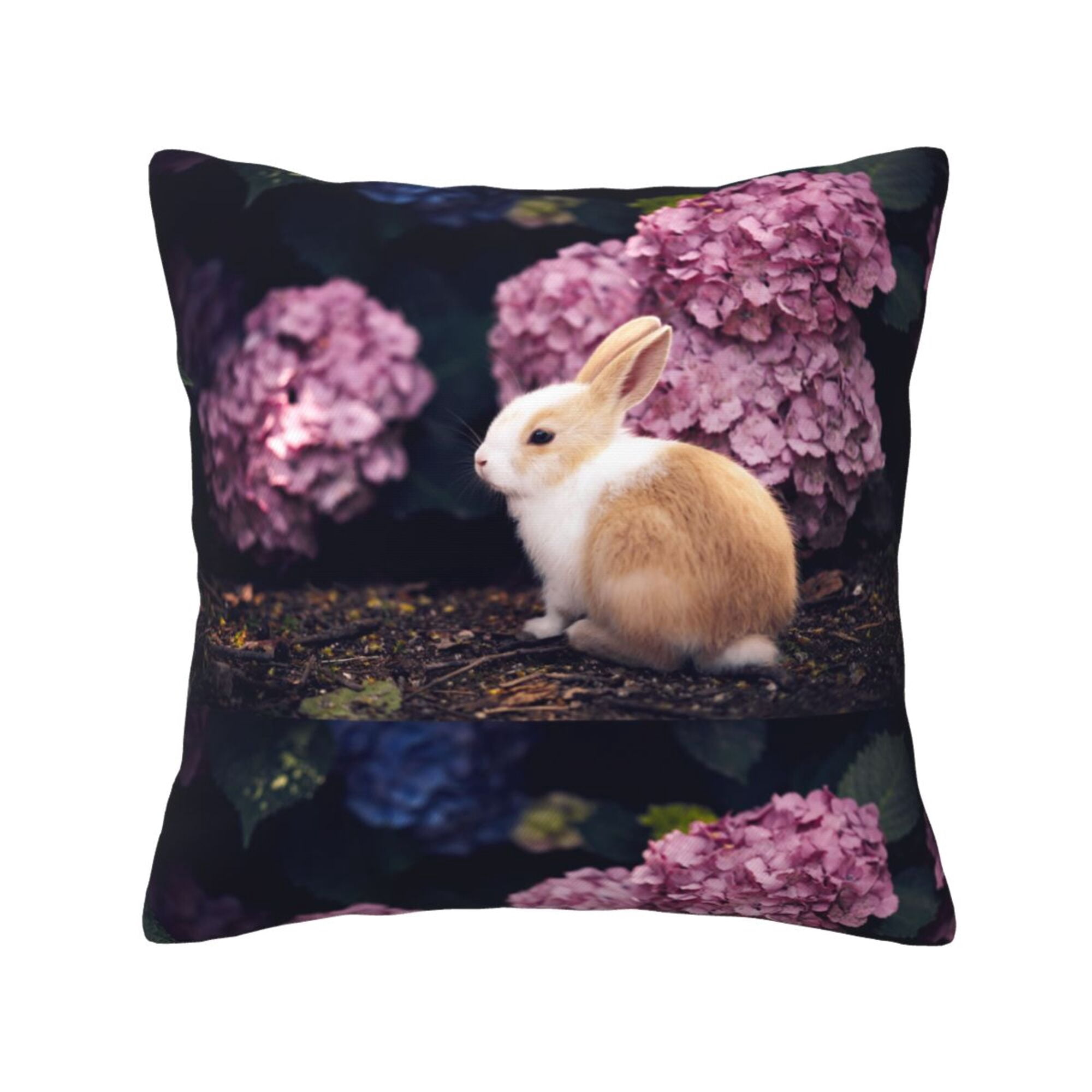Home Throw Pillow Covers Two Sides Printed Rabbit Hydrangea Decor Sofa ...