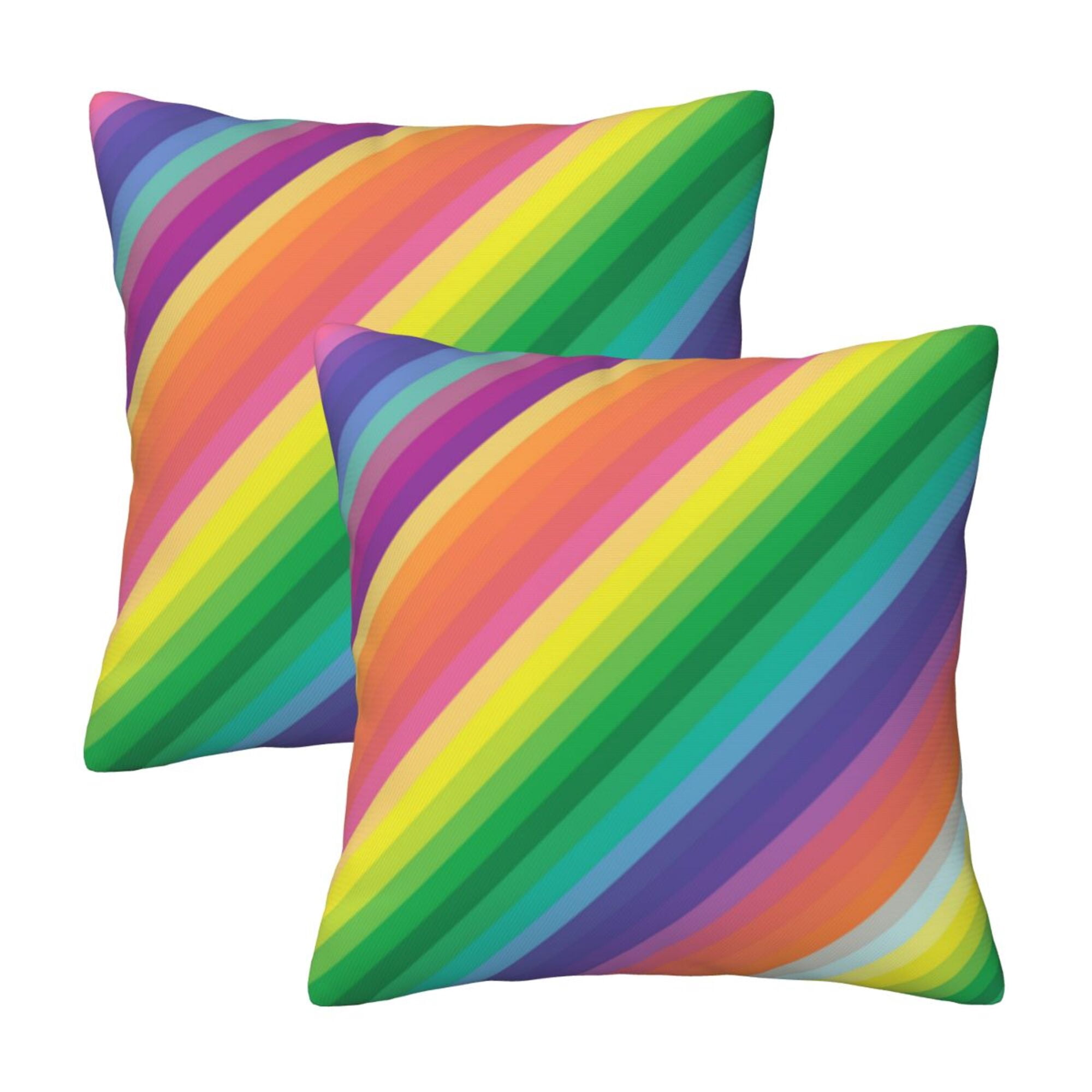 Home Throw Pillow Covers Two Sides Printed Rainbow color stripes ...