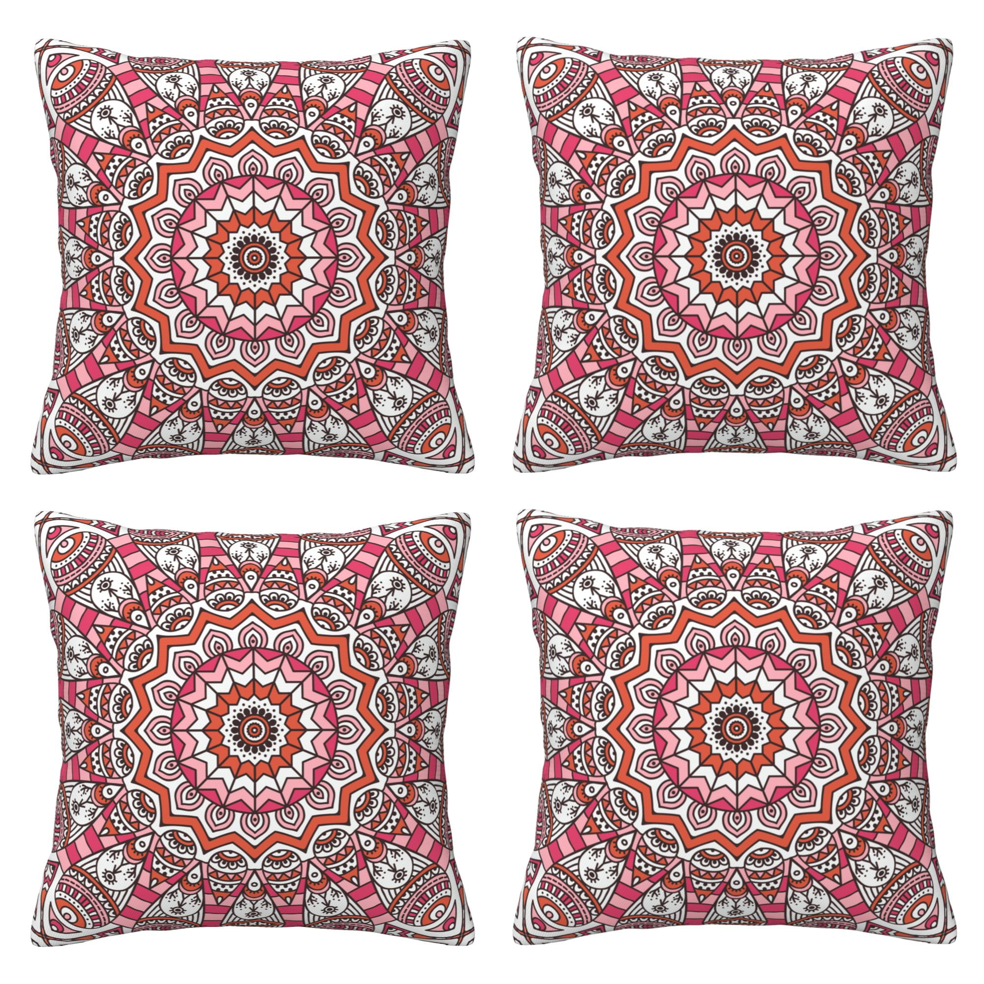 Home Throw Pillow Covers Two Sides Printed Red Mandala Seamless Pattern ...