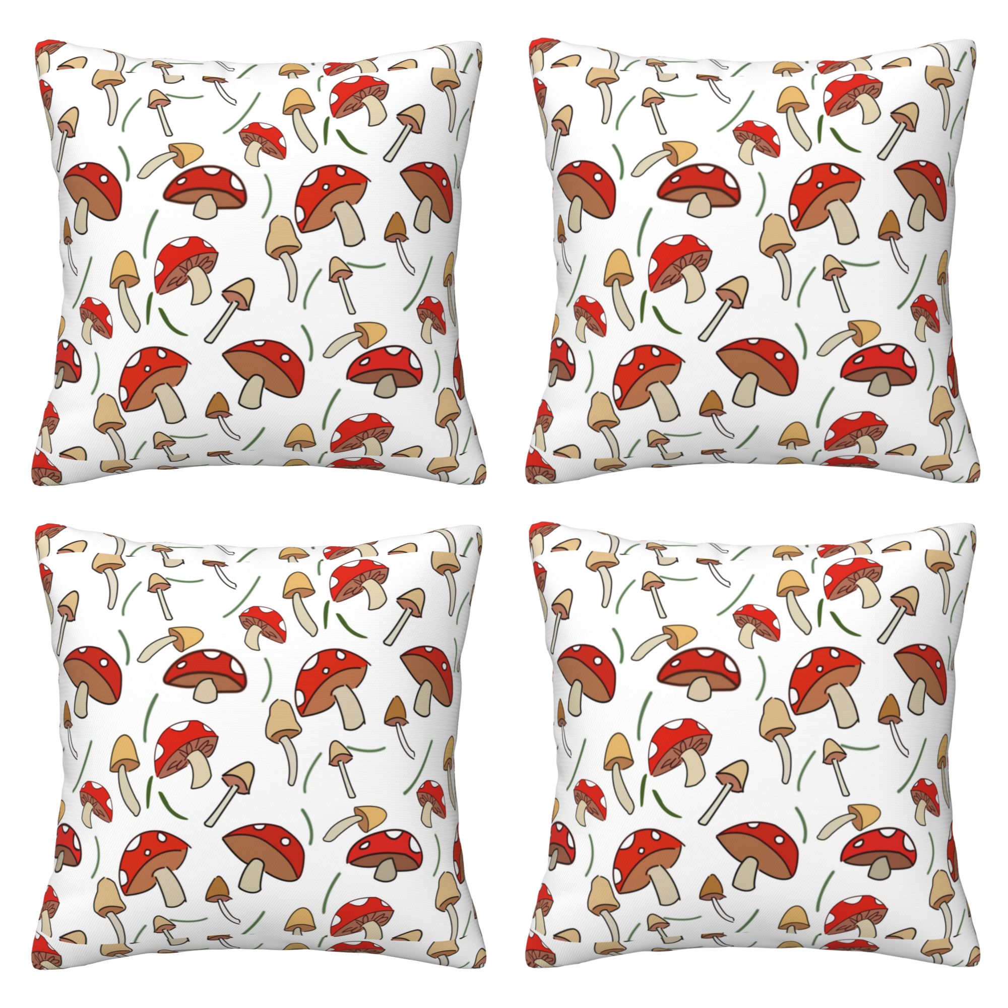 Home Throw Pillow Covers Two Sides Printed Red Mushroom Decor Sofa ...