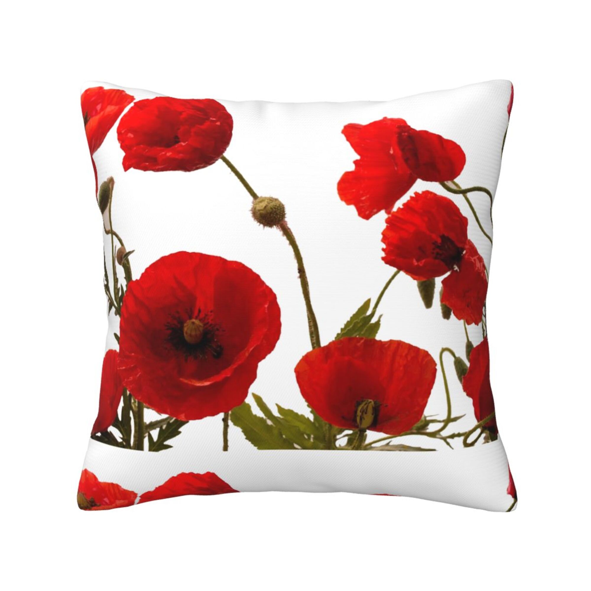 Home Throw Pillow Covers Two Sides Printed Red Poppy Flowers Choose ...