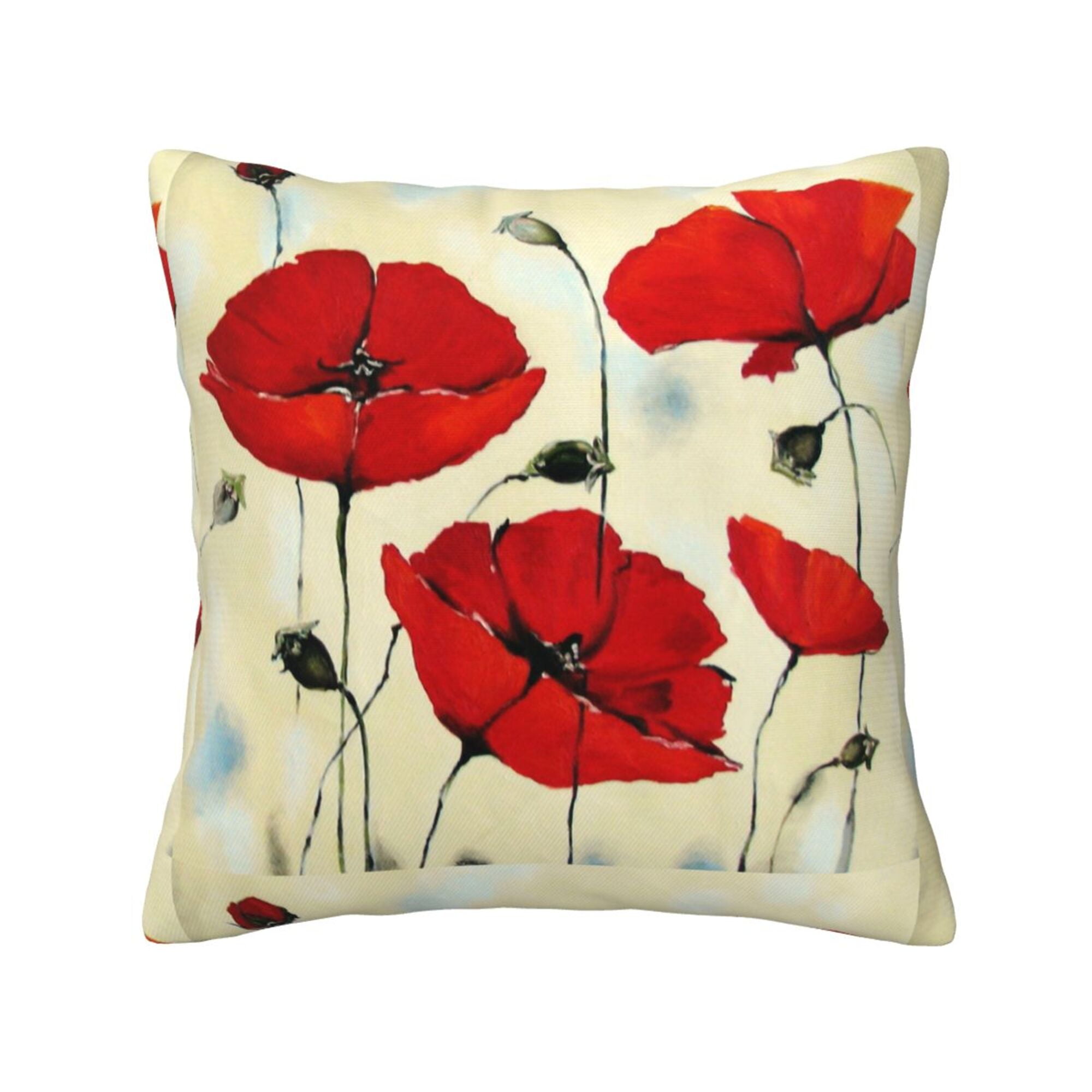 Home Throw Pillow Covers Two Sides Printed Red Poppy Oil Painting Decor ...