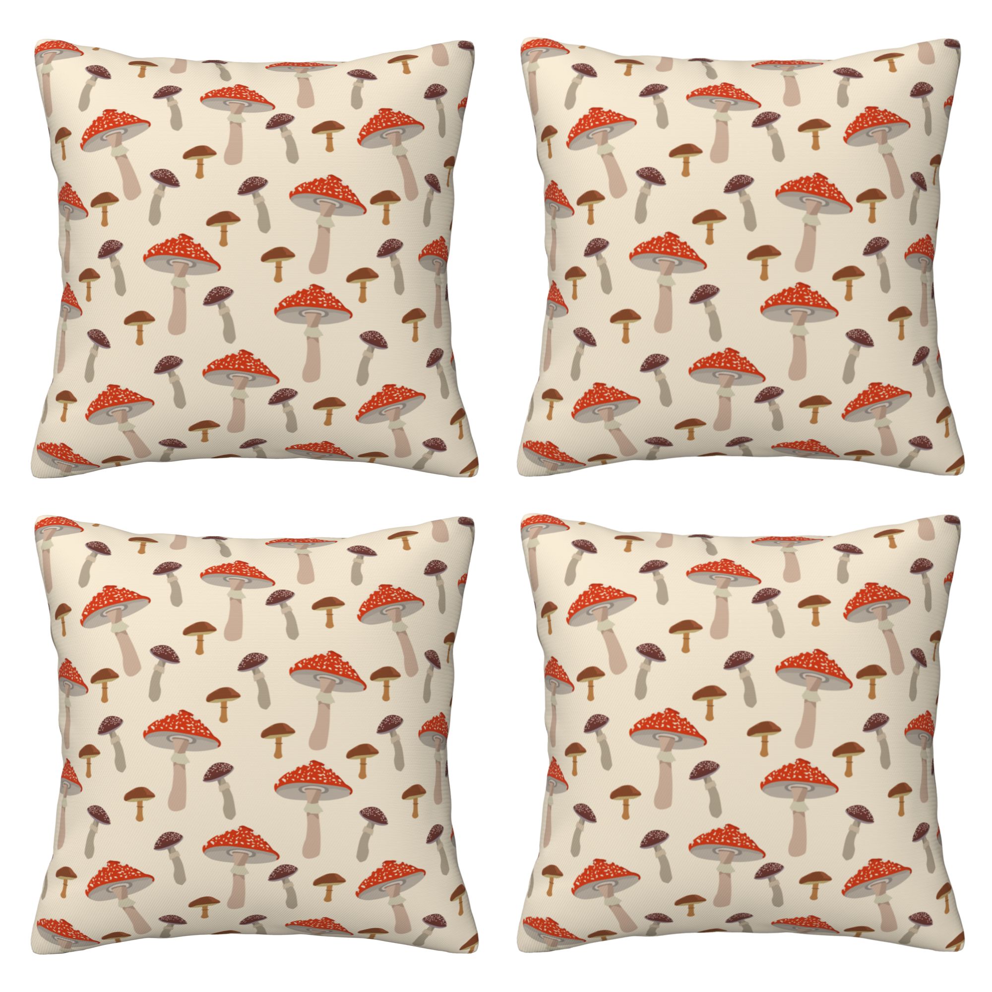 Home Throw Pillow Covers Two Sides Printed Red mushroom Decor Sofa ...