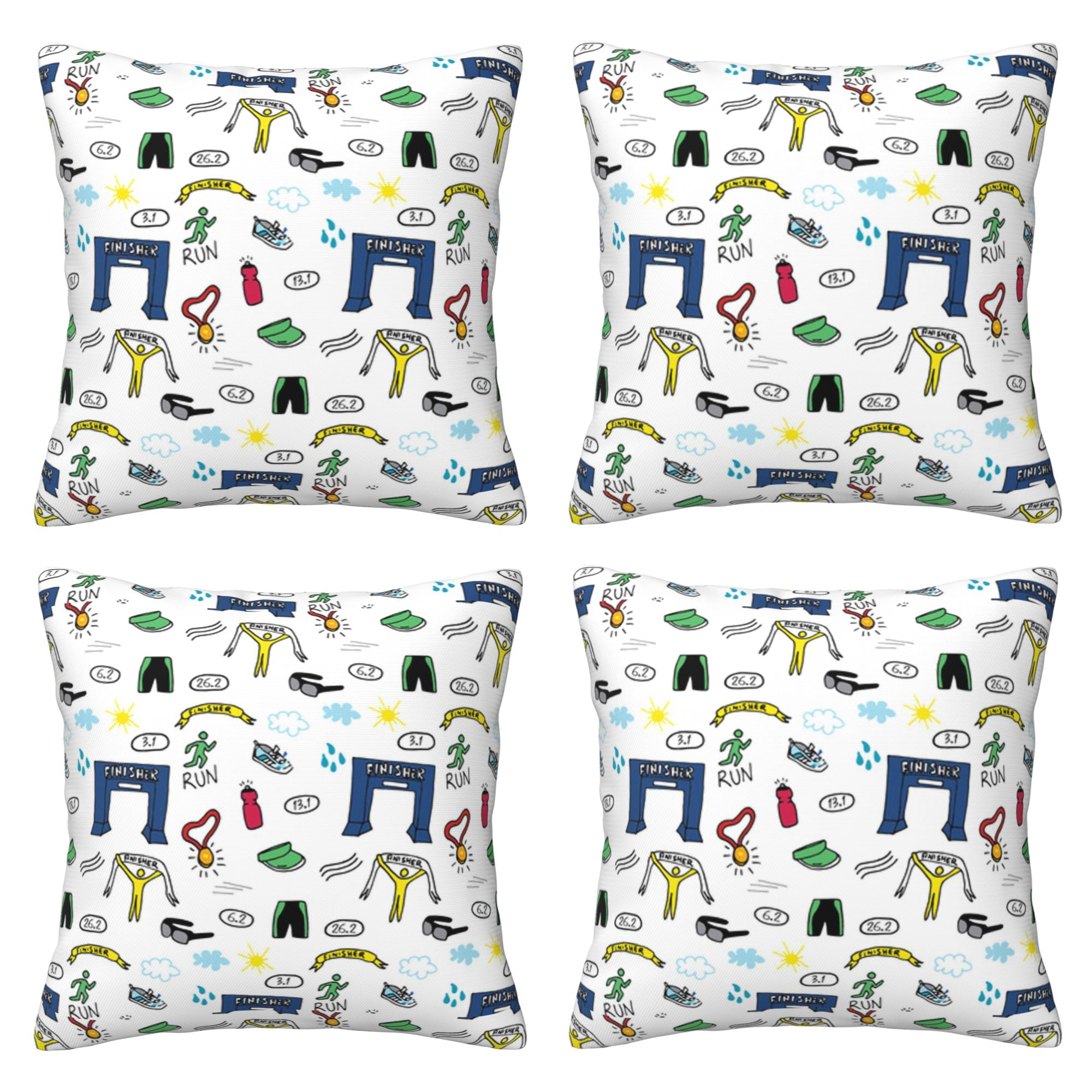 Home Throw Pillow Covers Two Sides Printed Running Doodles - Designed ...