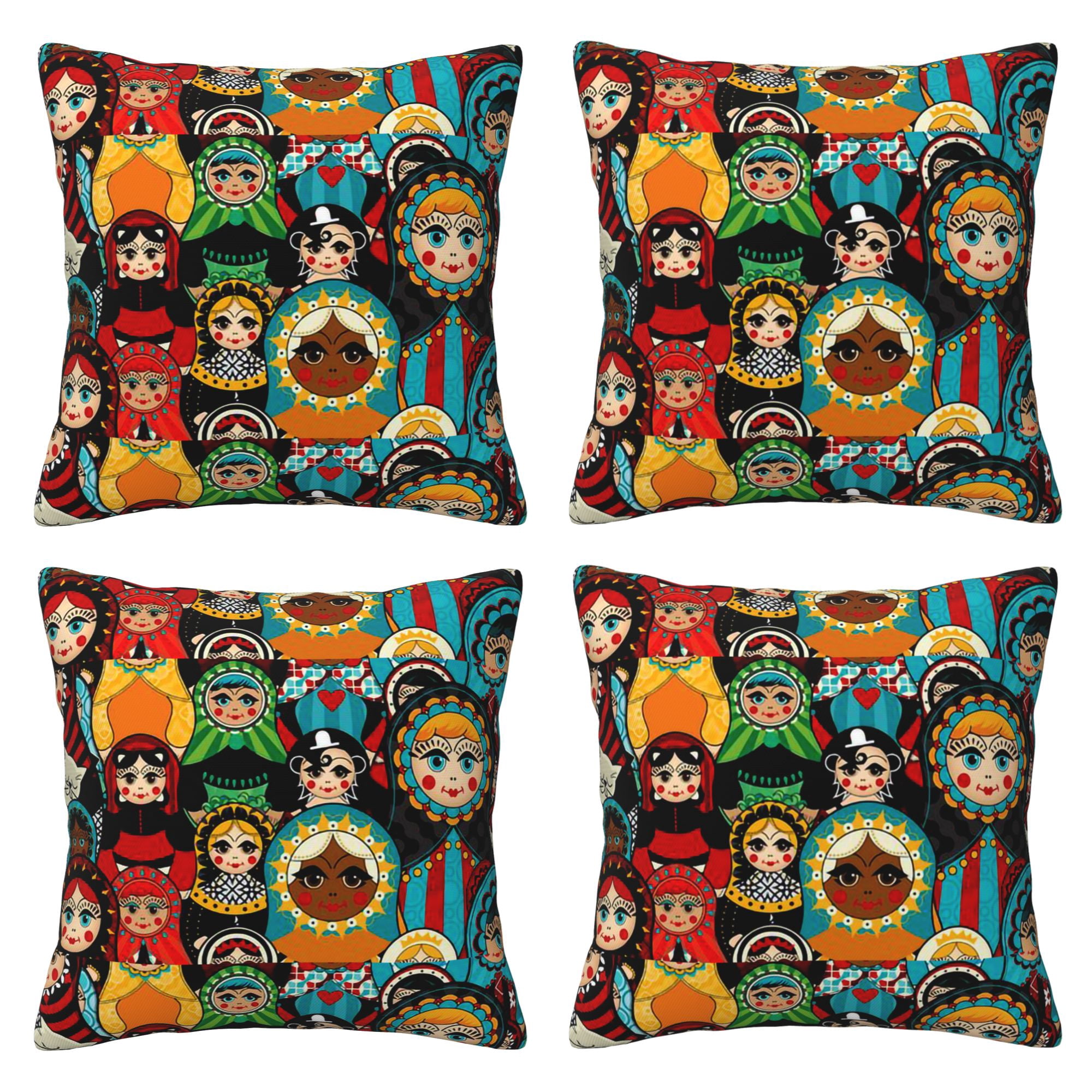 Home Throw Pillow Covers Two Sides Printed Russian Dolls Decor Sofa ...