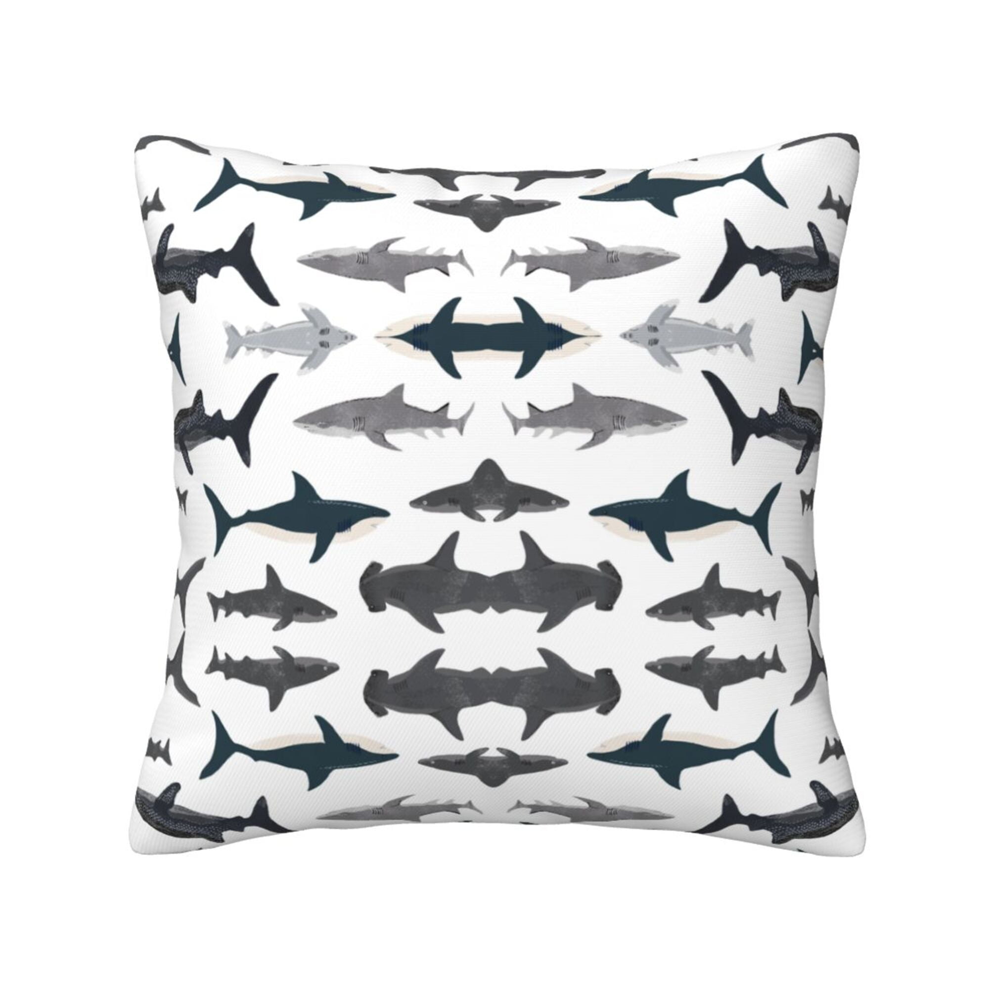 Home Throw Pillow Covers Two Sides Printed Shark Sharks- Decor Sofa ...