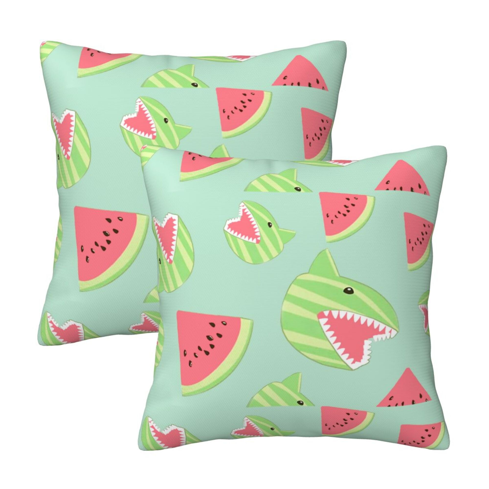 Home Throw Pillow Covers Two Sides Printed Shark Watermelon Decor Sofa ...