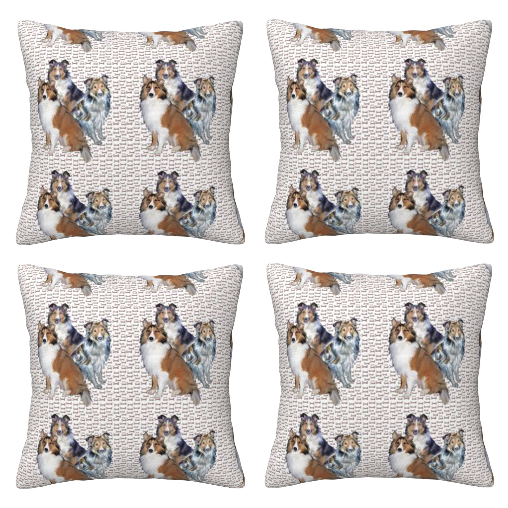 Home Throw Pillow Covers Two Sides Printed Shelties and Bones Decor ...