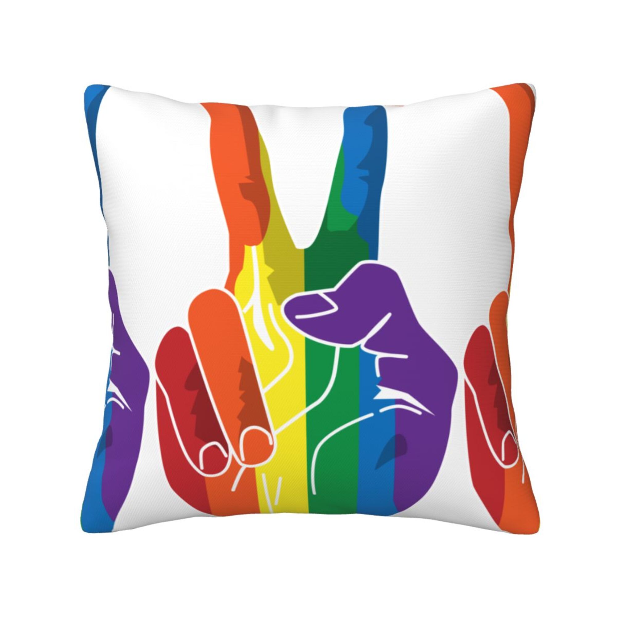 Home Throw Pillow Covers Two Sides Printed Sign of Peace Rainbow Hand ...