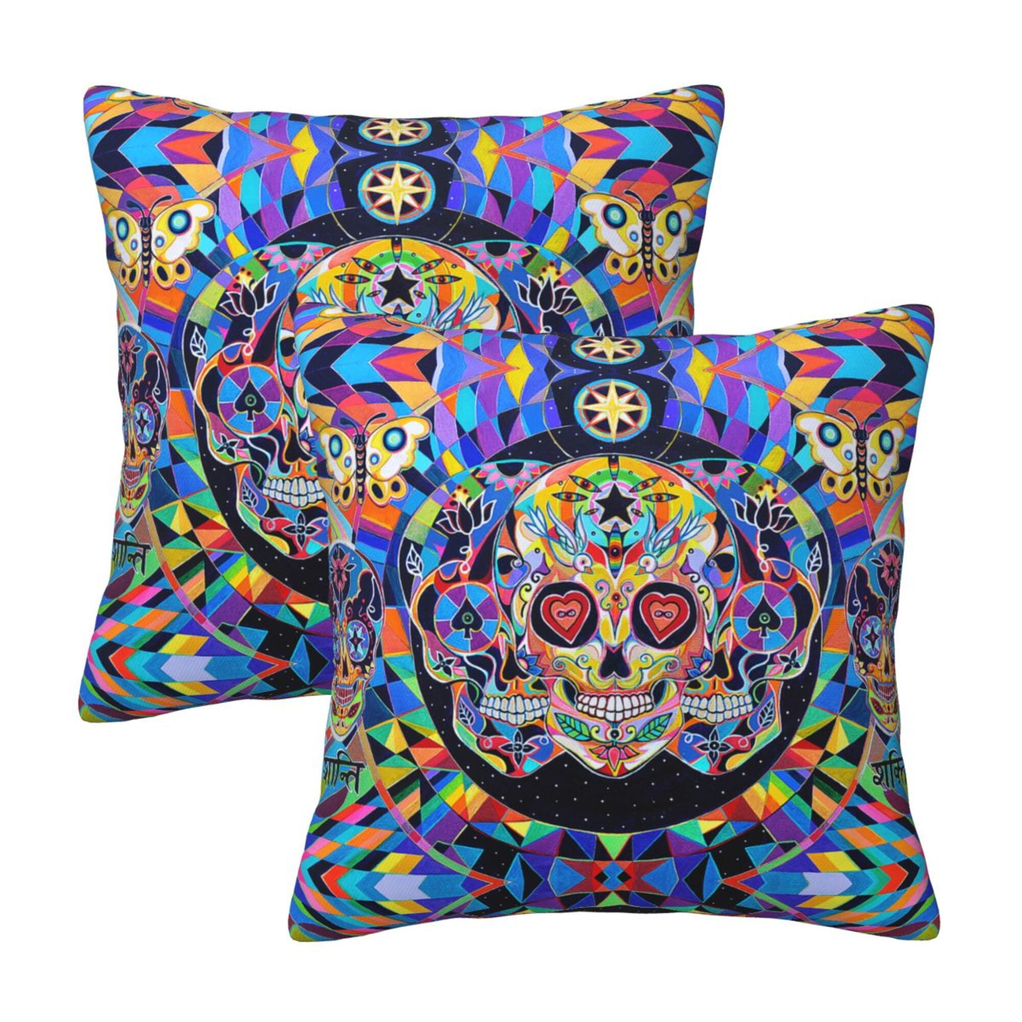 Home Throw Pillow Covers Two Sides Printed Skull Face Graph Decor Sofa Living Room Bed Couch Car ...