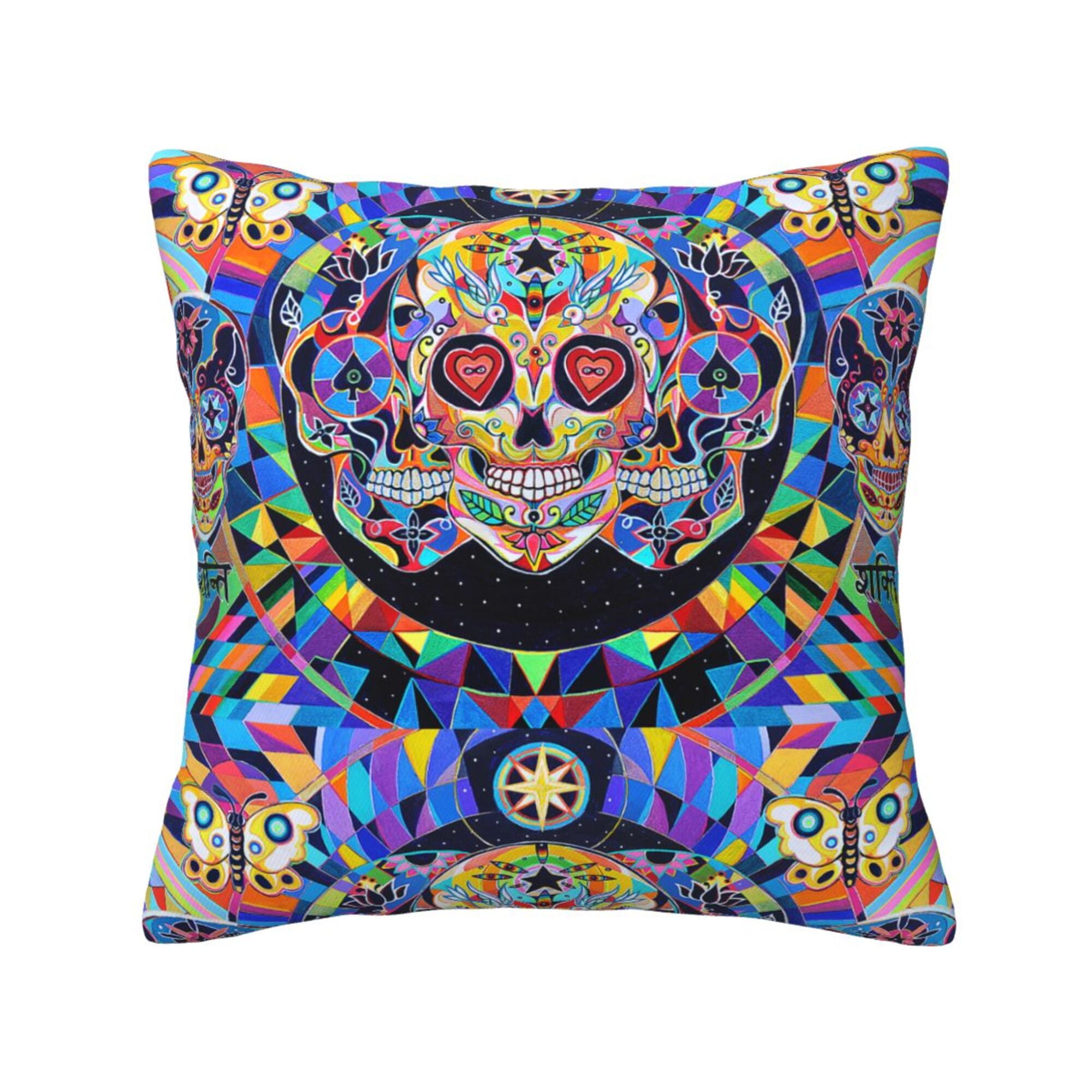 Home Throw Pillow Covers Two Sides Printed Skull Face Graph Decor Sofa ...