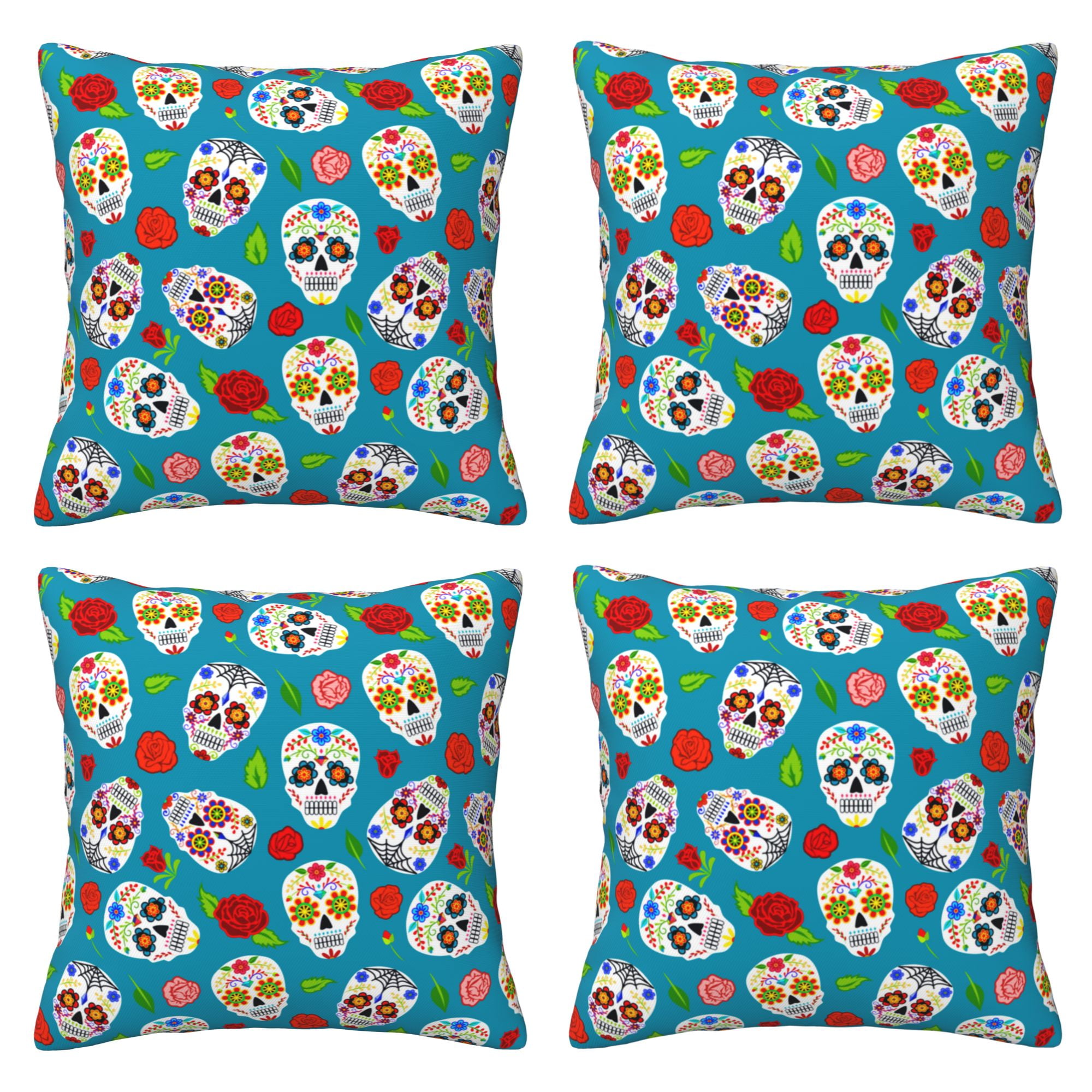 Home Throw Pillow Covers Two Sides Printed Skull of Day-Dead Decor Sofa ...