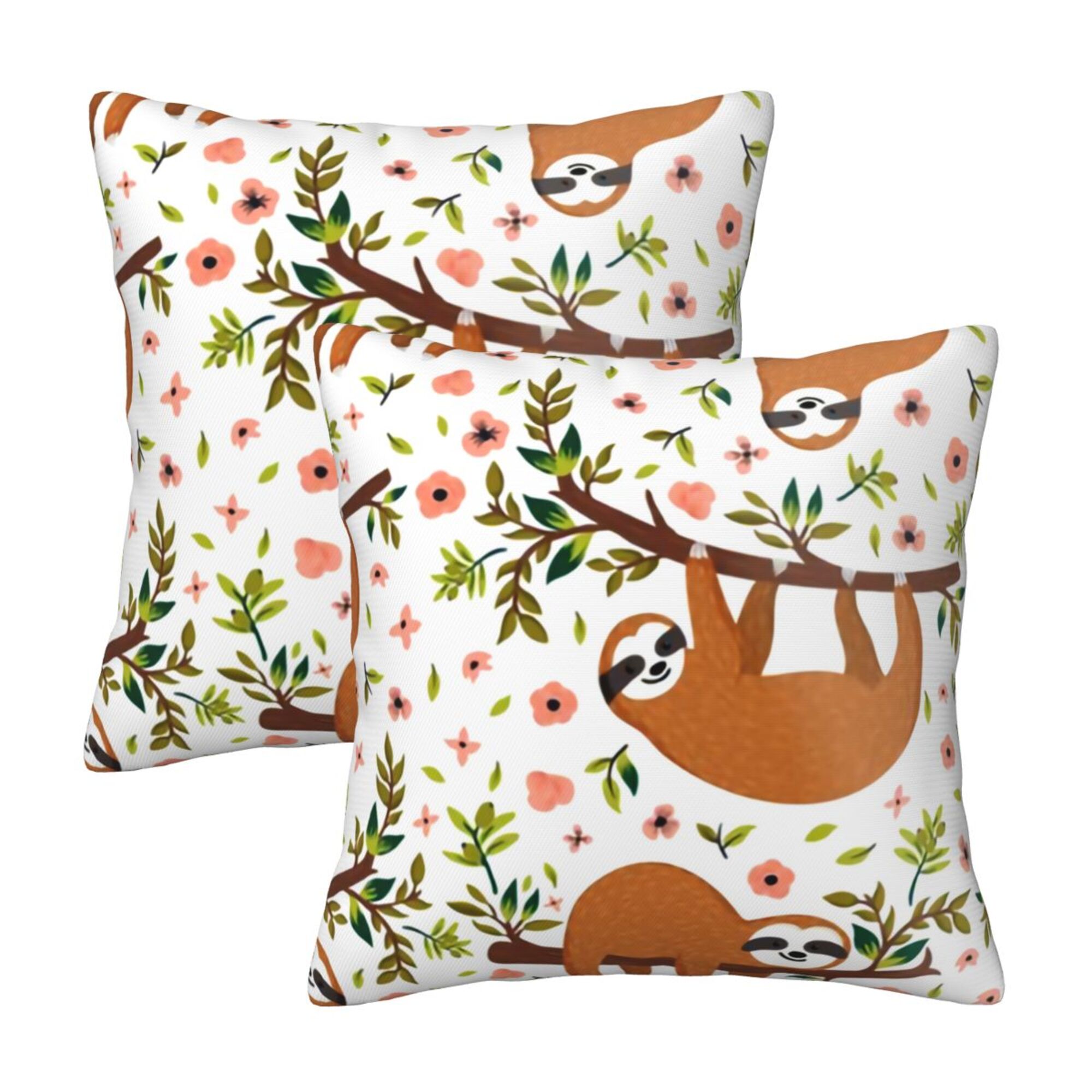 Home Throw Pillow Covers Two Sides Printed Sloth Decor Sofa Living Room ...