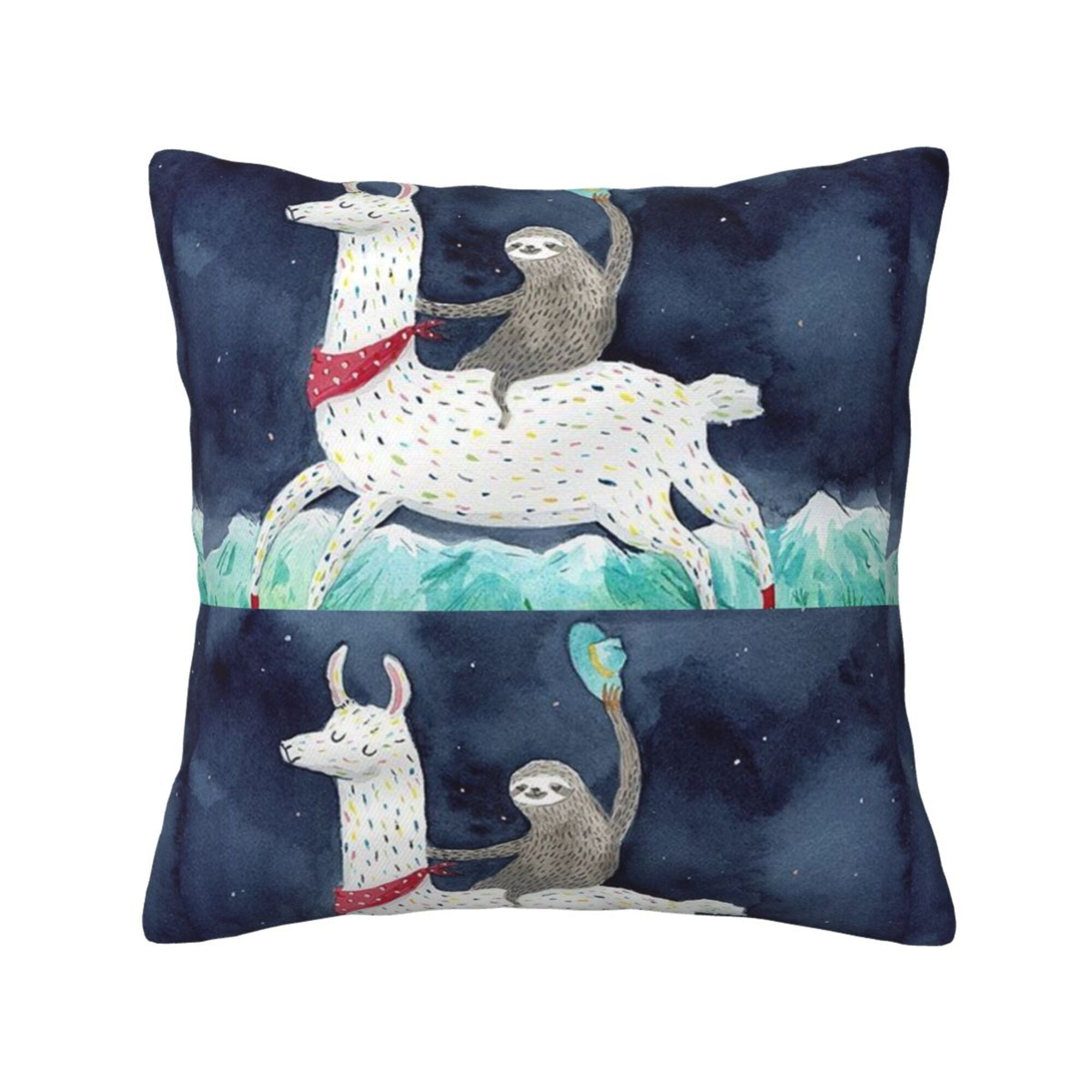 Home Throw Pillow Covers Two Sides Printed Sloth Riding Llama Decor ...