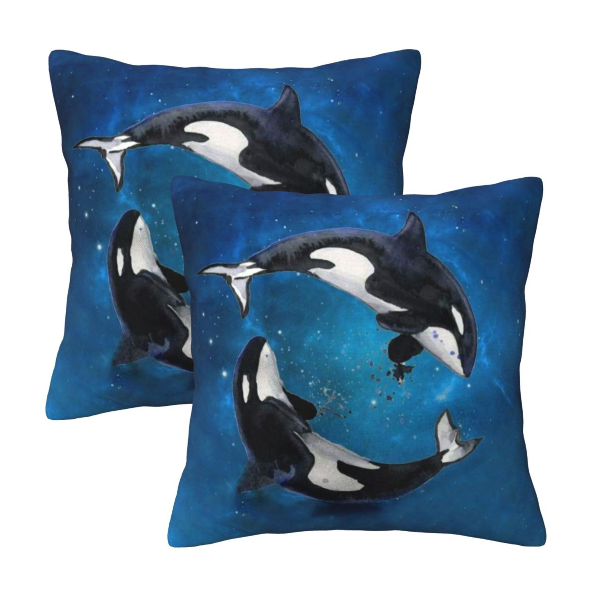Home Throw Pillow Covers Two Sides Printed Splashing Pattern Orca Whale ...