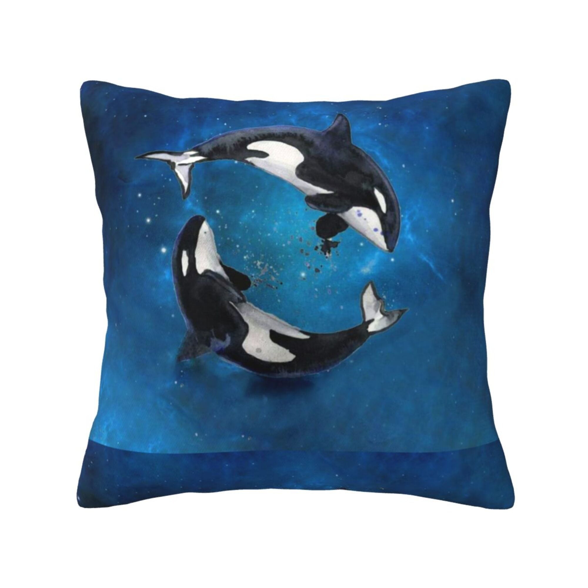 Home Throw Pillow Covers Two Sides Printed Splashing Pattern Orca Whale ...