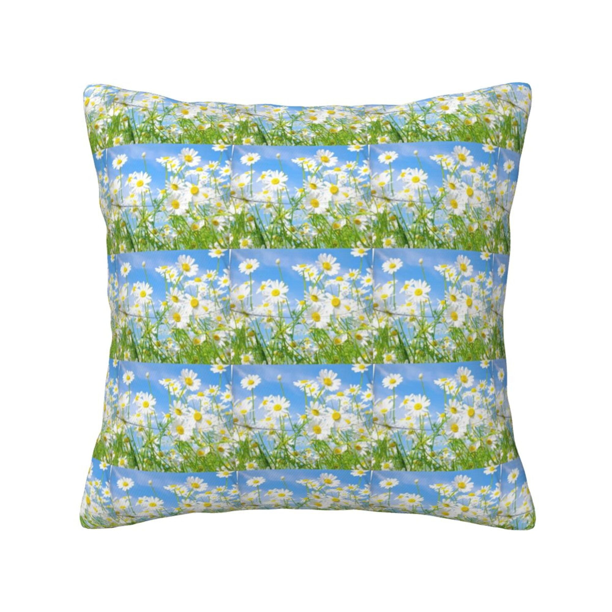 Home Throw Pillow Covers Two Sides Printed Spring Daisy Flower Sea ...