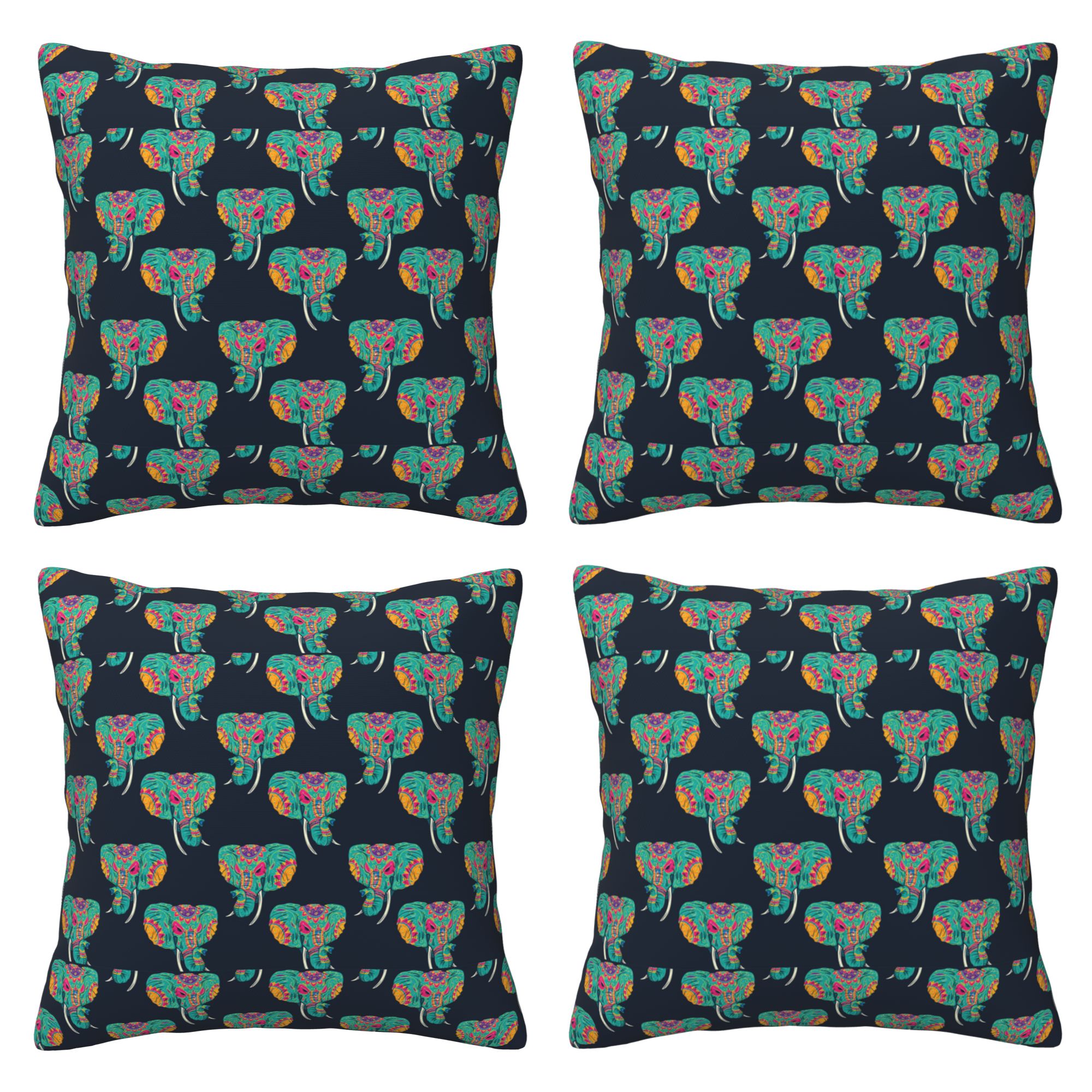 Home Throw Pillow Covers Two Sides Printed Sugar Skull Elephant Floral ...