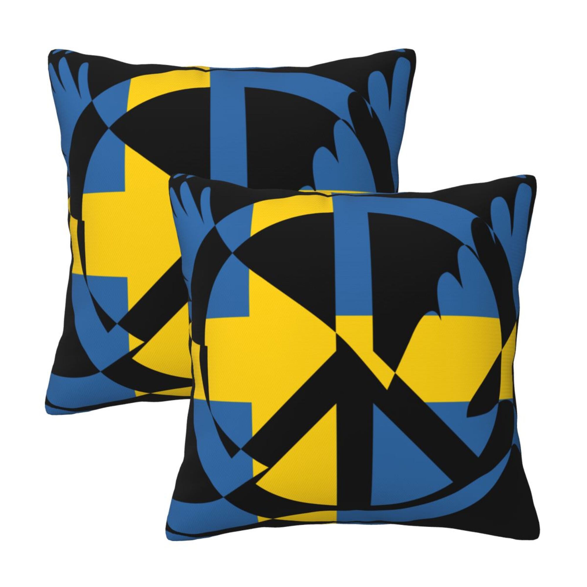 Home Throw Pillow Covers Two Sides Printed Swedish Flag Peace Sign ...