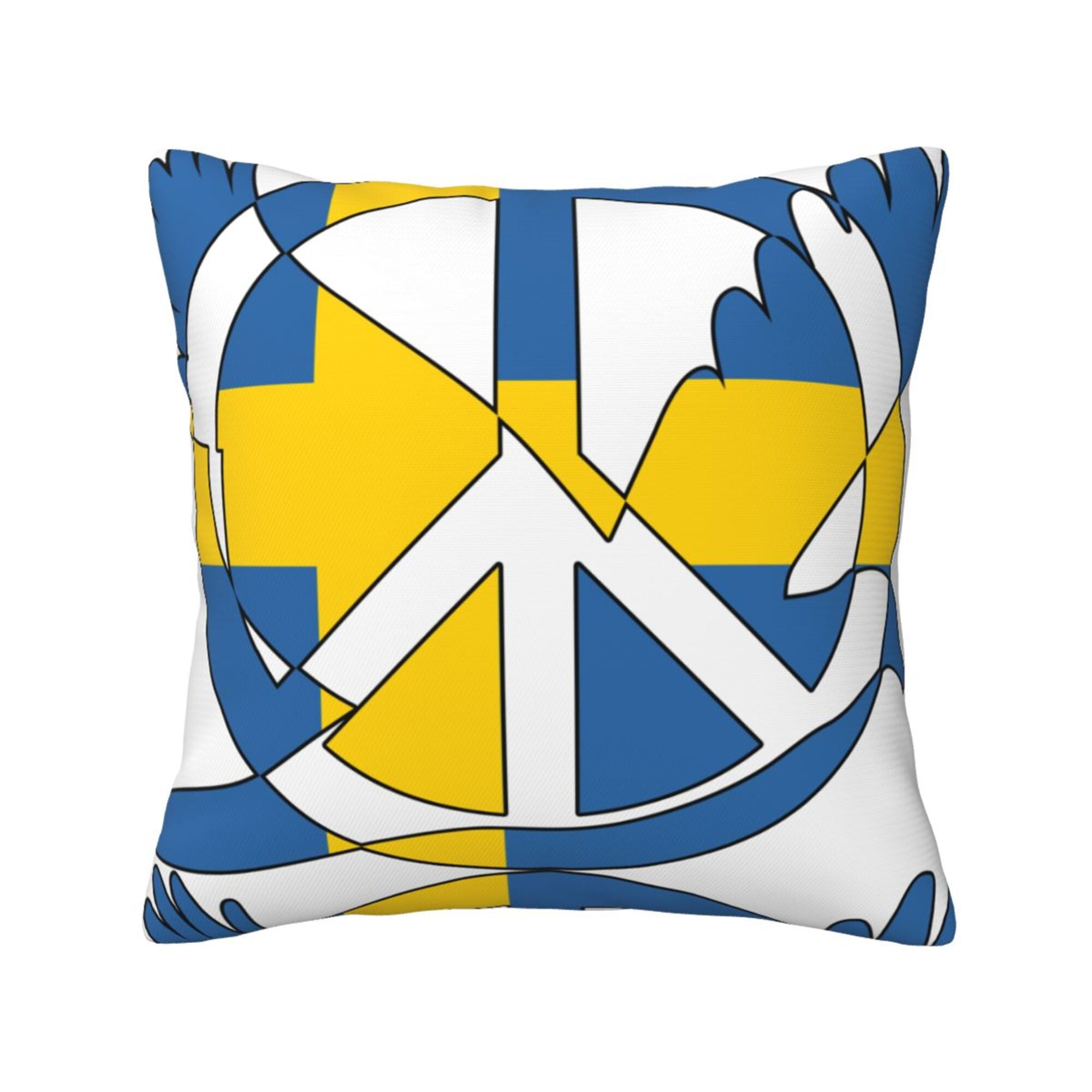 Home Throw Pillow Covers Two Sides Printed Swedish Flag Peace Sign ...