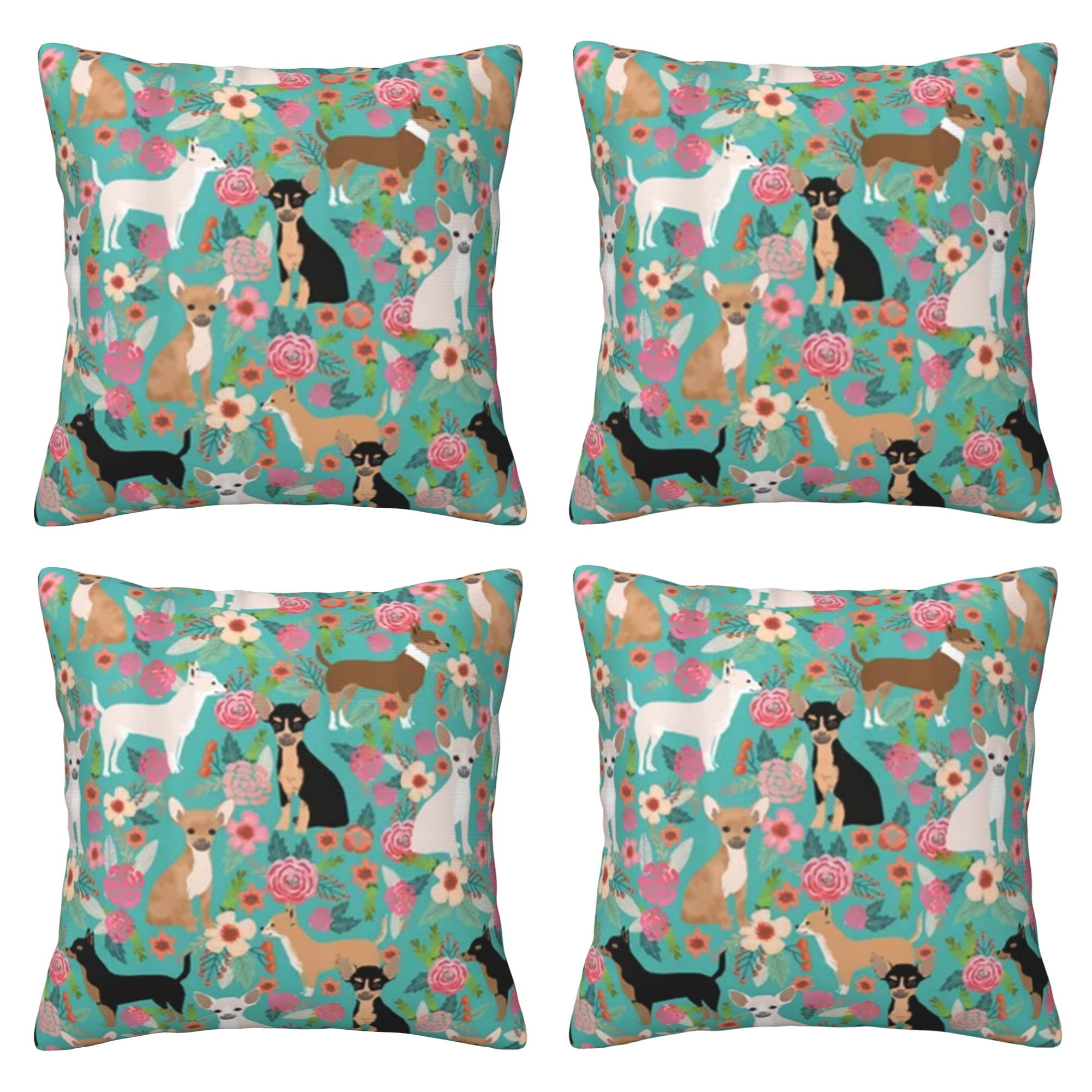 Home Throw Pillow Covers Two Sides Printed Terrier Florals Dog Breed ...