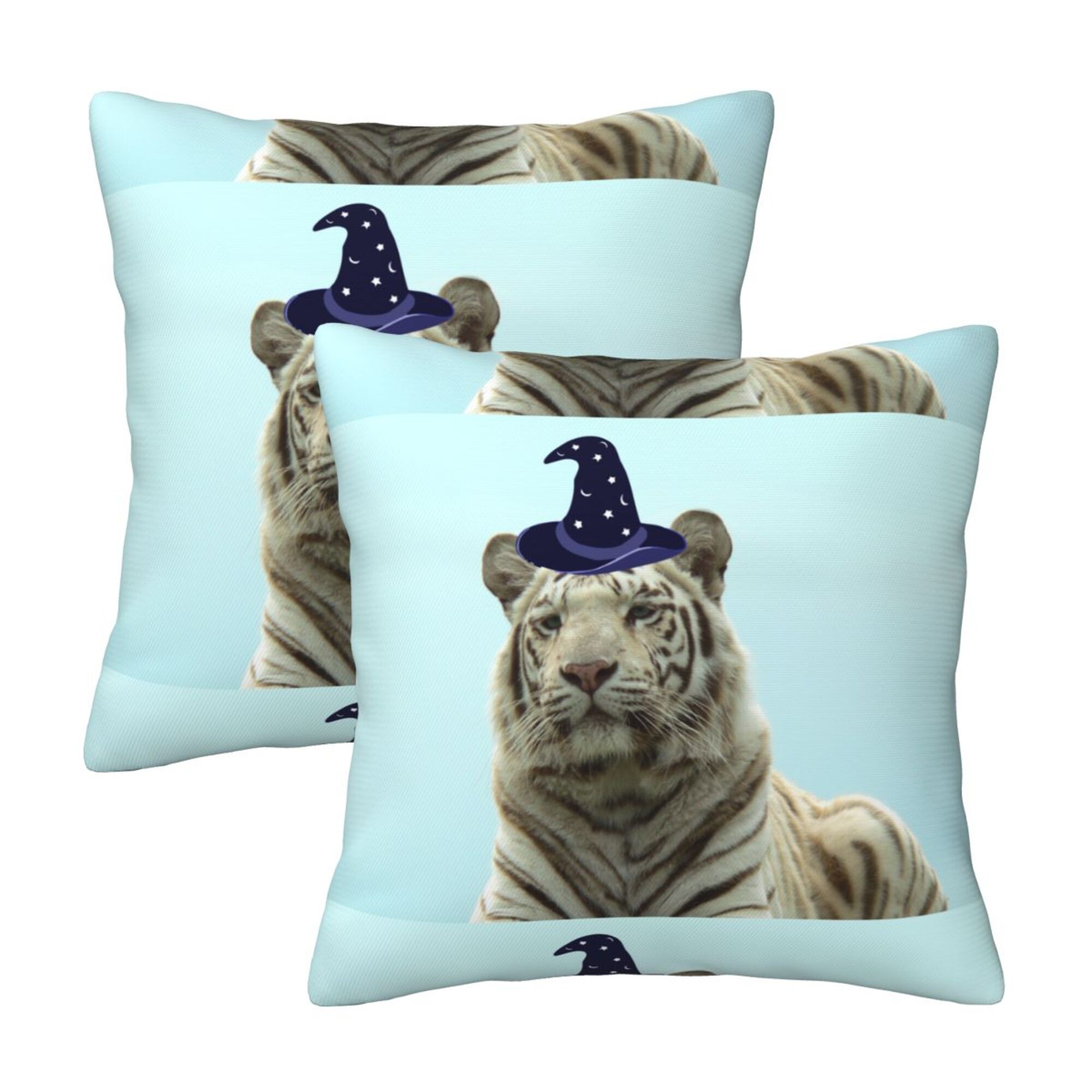 Home Throw Pillow Covers Two Sides Printed Tiger with Cap Decor Sofa ...