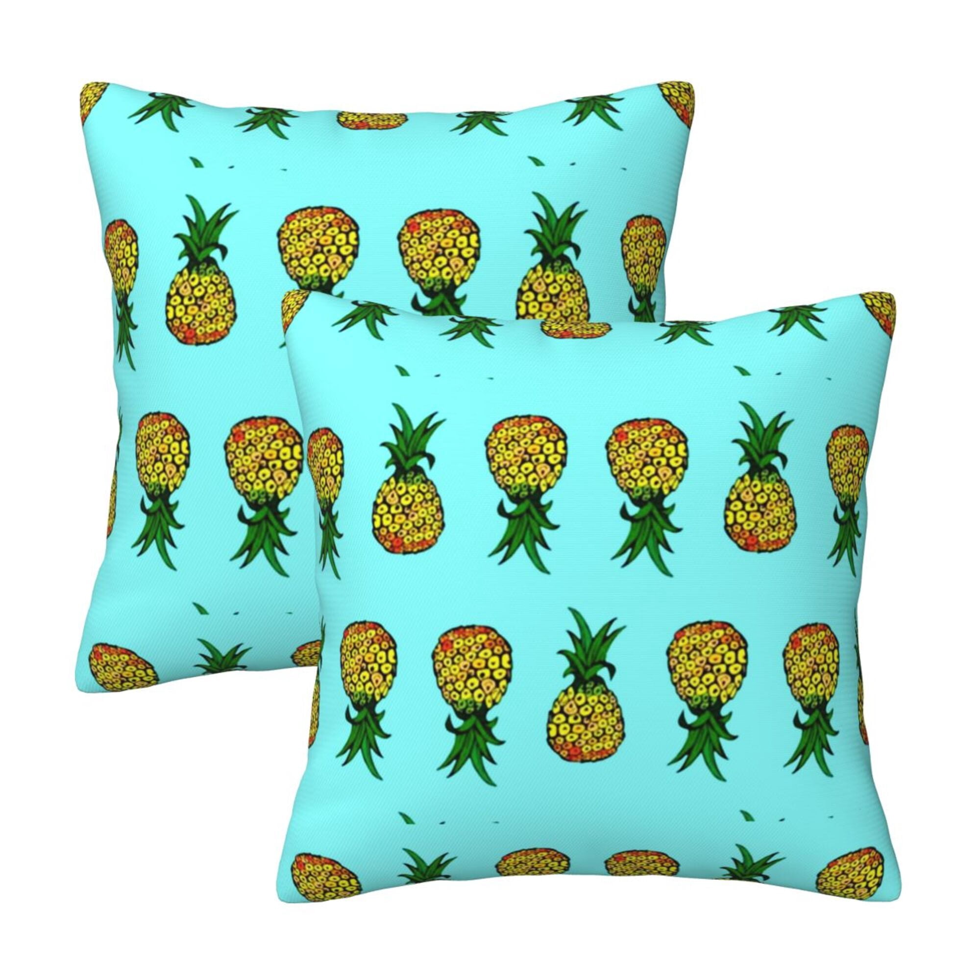 Home Throw Pillow Covers Two Sides Printed Tiny Pineapples On Turquoise ...