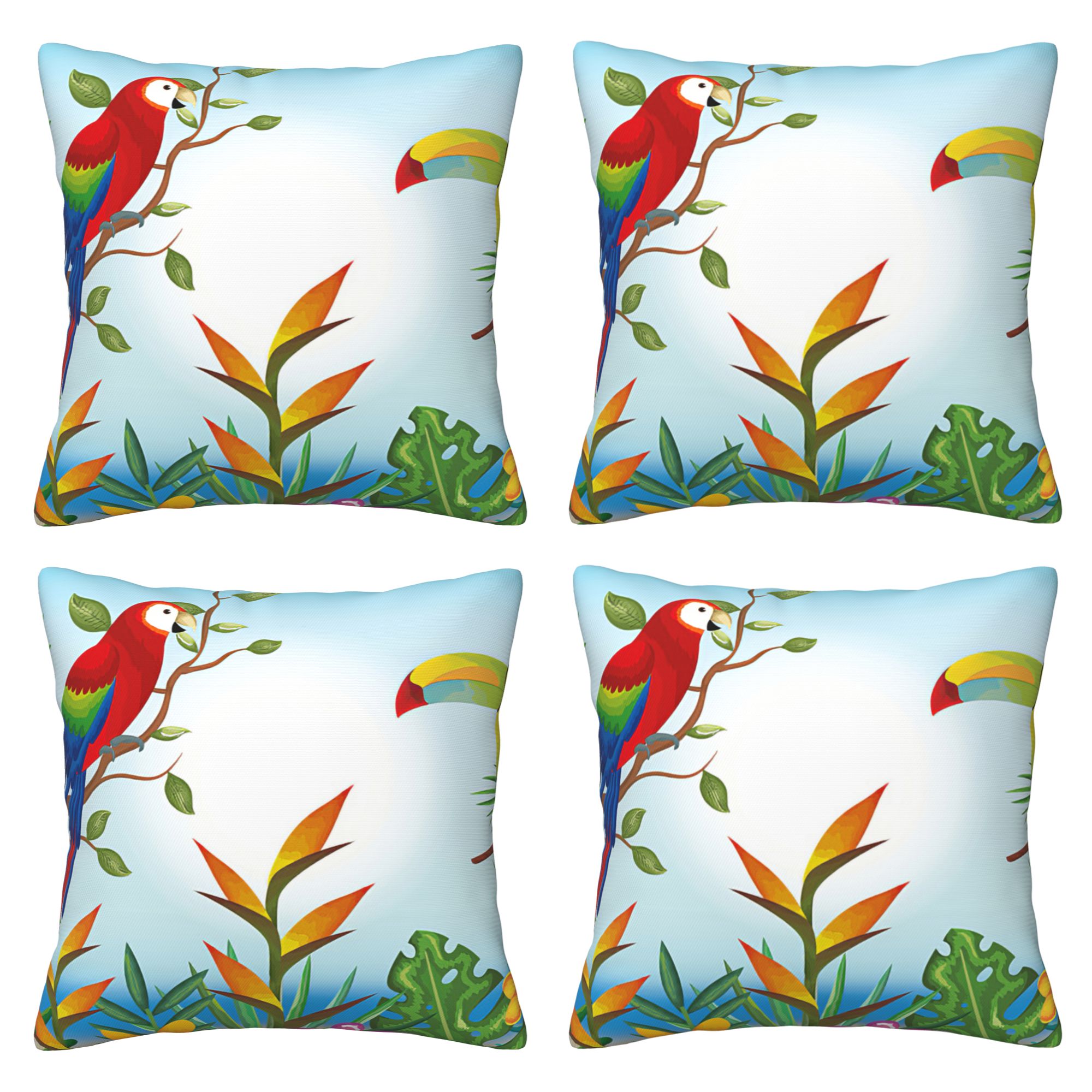 Home Throw Pillow Covers Two Sides Printed Toucan And Parrot Decor Sofa ...
