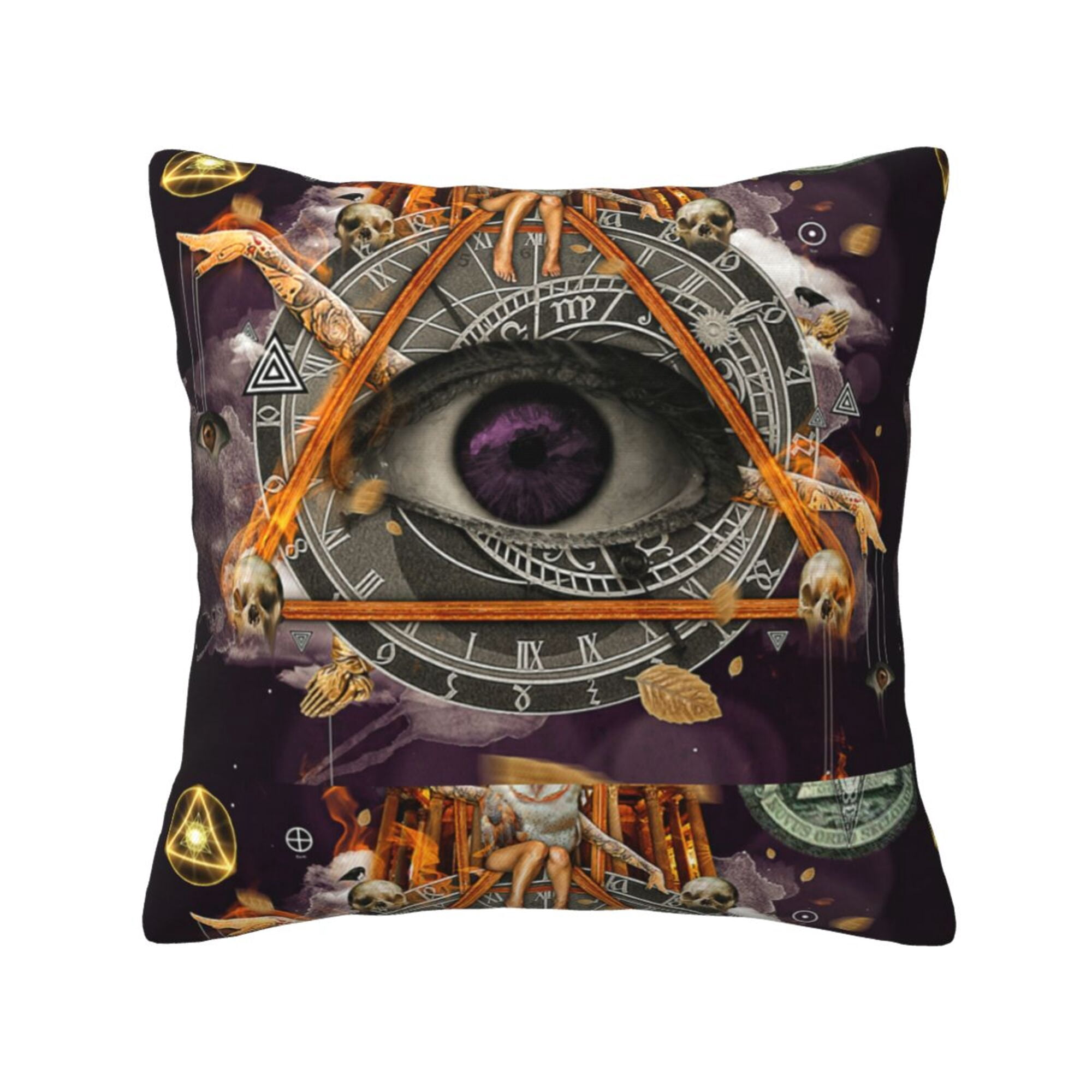 Home Throw Pillow Covers Two Sides Printed Trippy Eyes Skull Skeleton ...