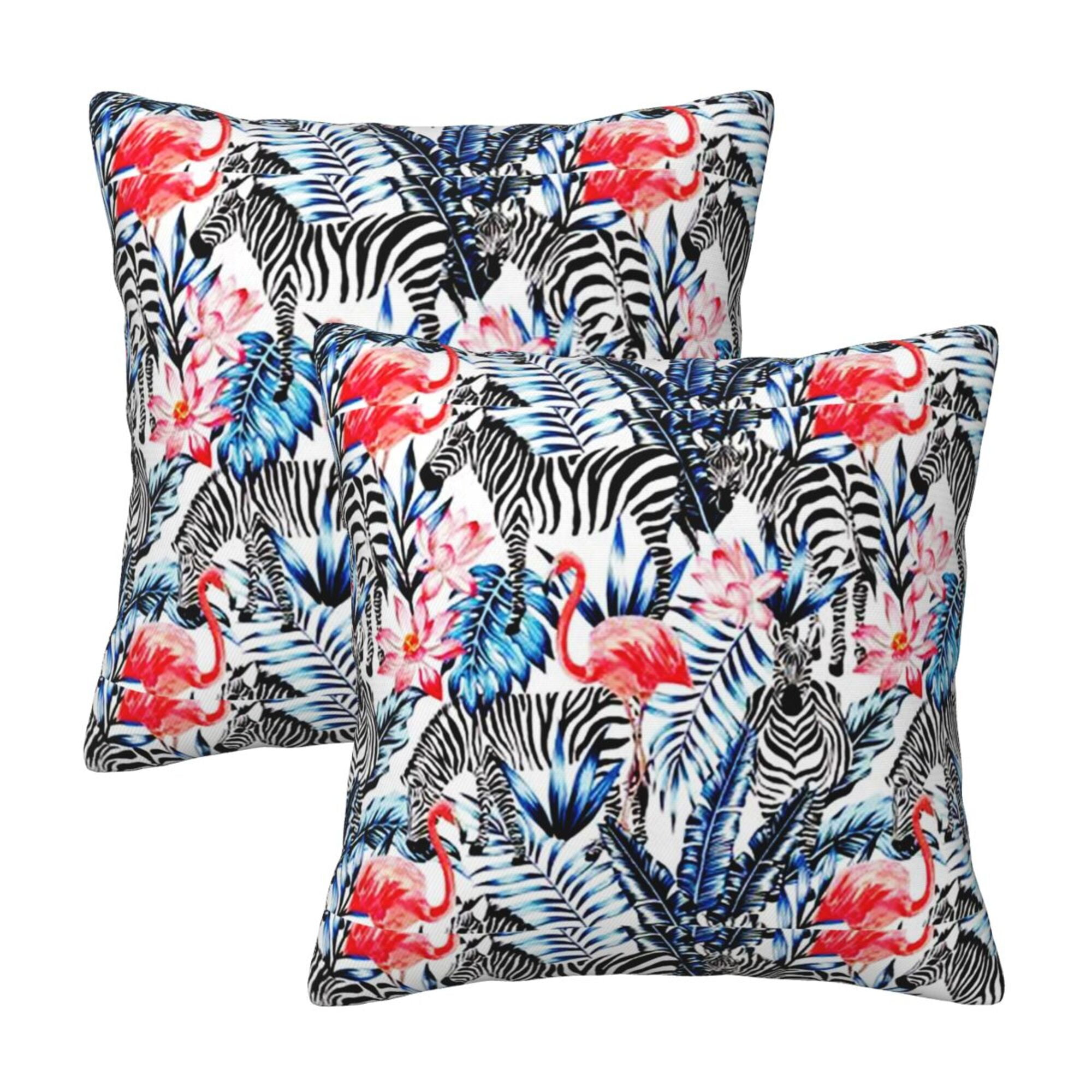 Home Throw Pillow Covers Two Sides Printed Tropical Animal Flamingo Zebra Decor Sofa Living Room ...