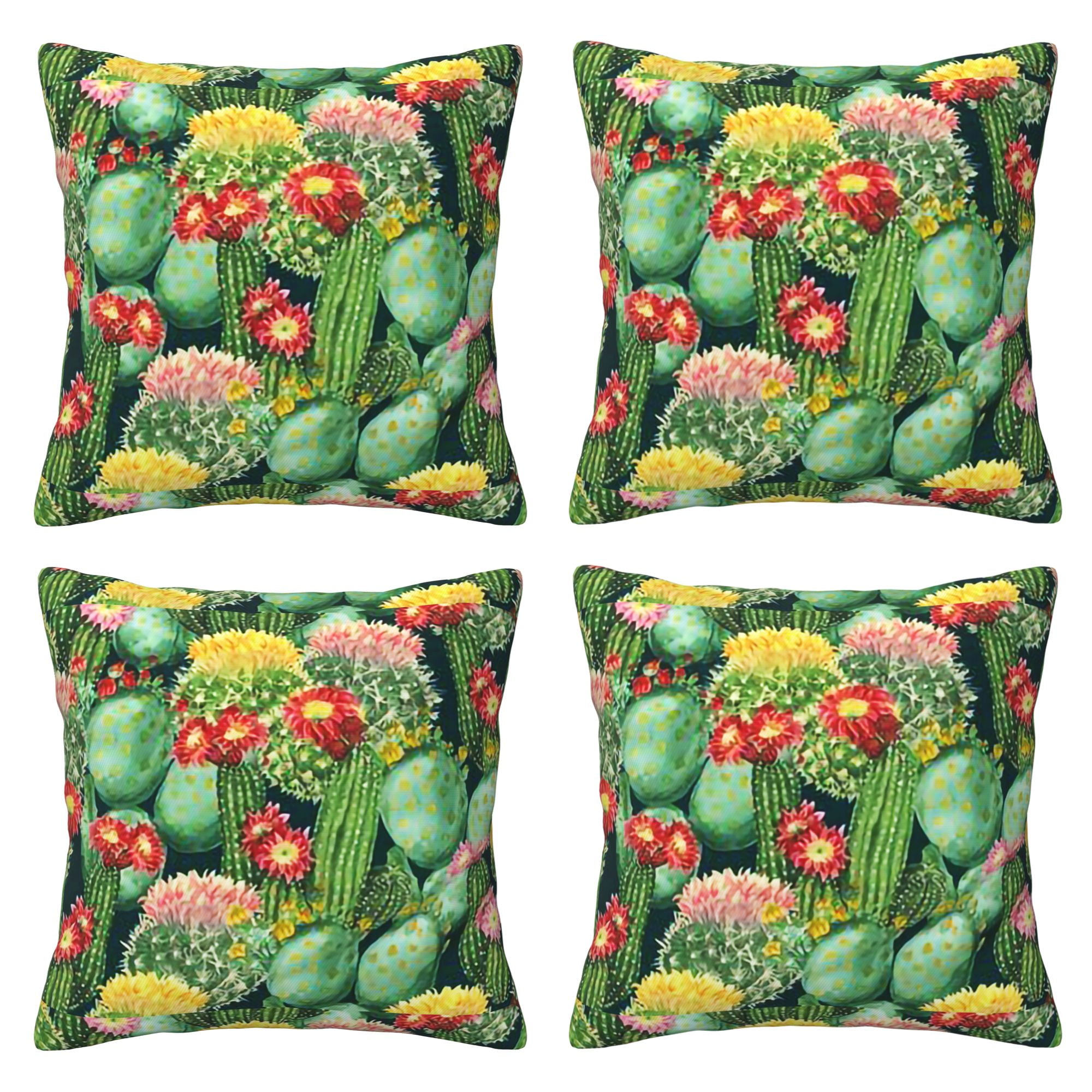 Home Throw Pillow Covers Two Sides Printed Tropical Cactus Flowers ...