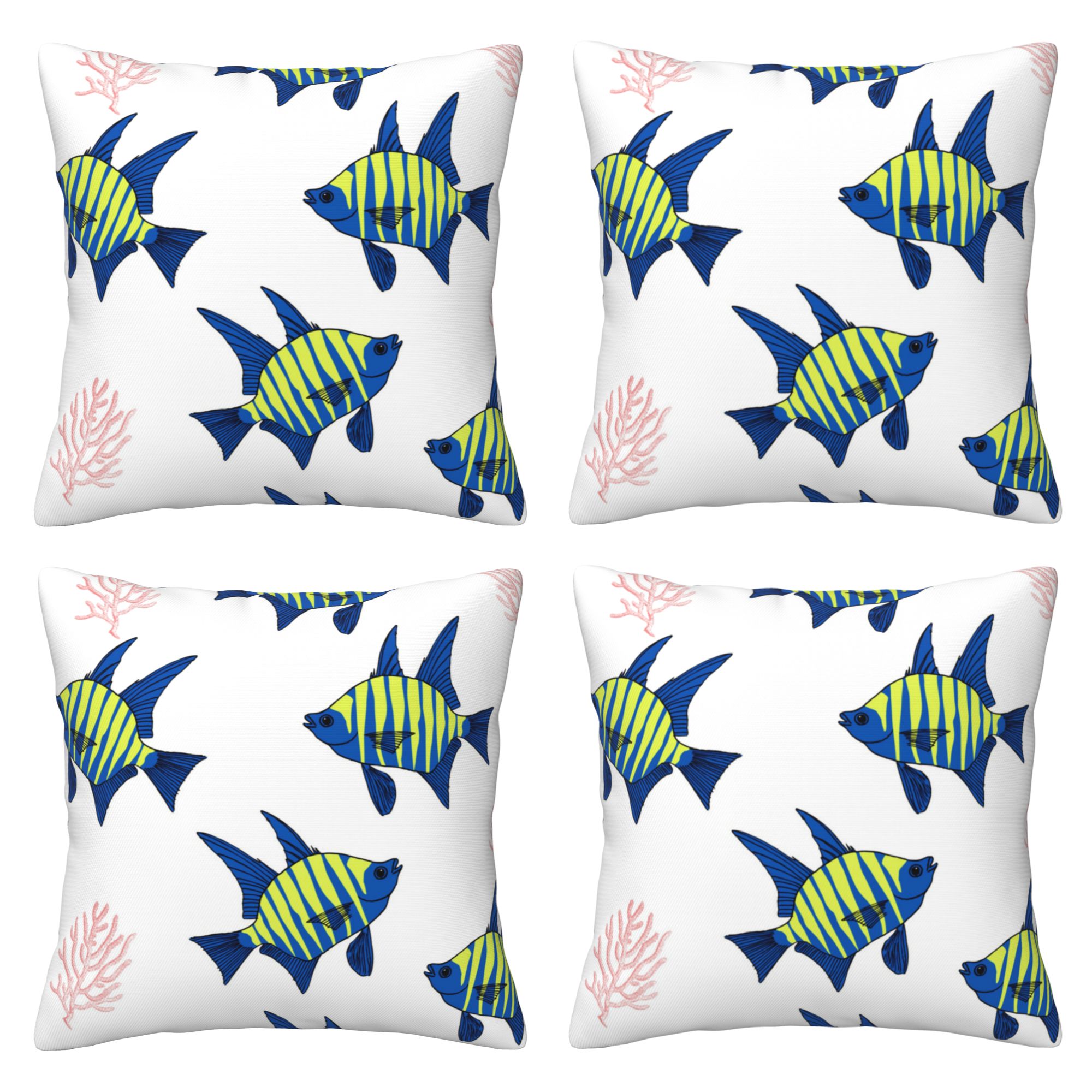 Home Throw Pillow Covers Two Sides Printed Tropical Fish Decor Sofa ...