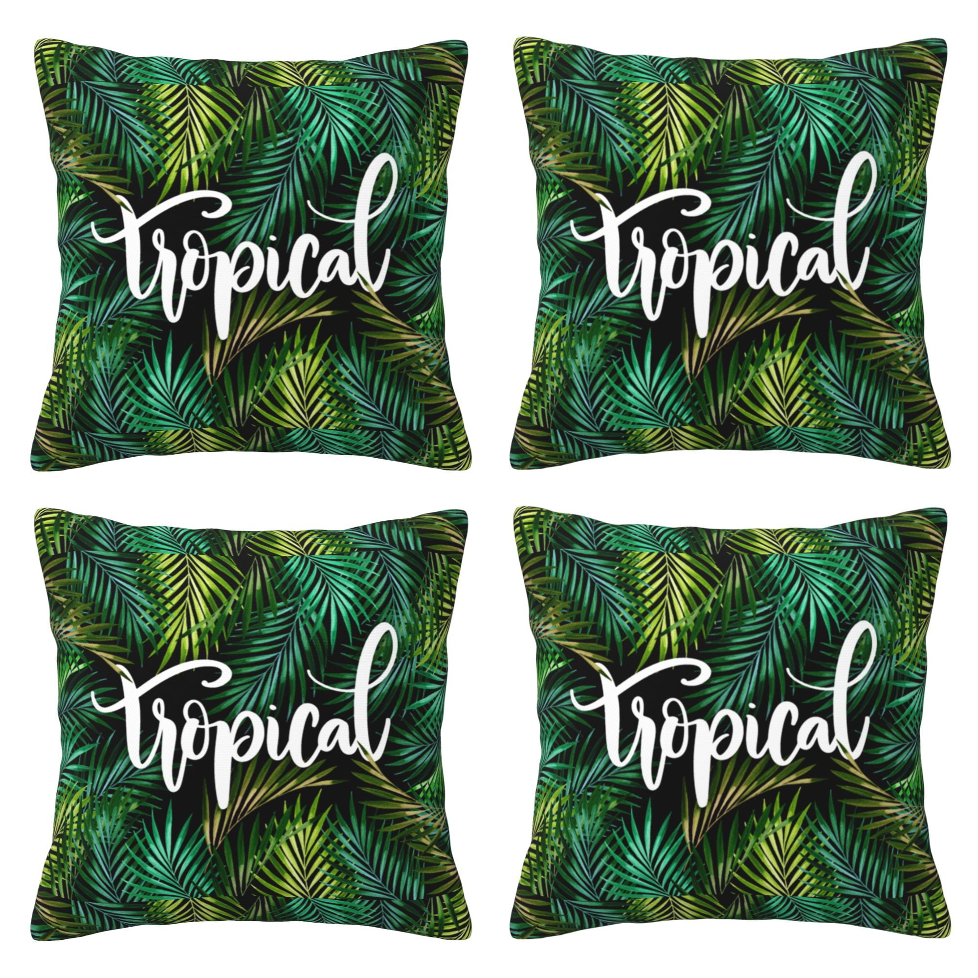 Home Throw Pillow Covers Two Sides Printed Tropical plant leaves Decor ...