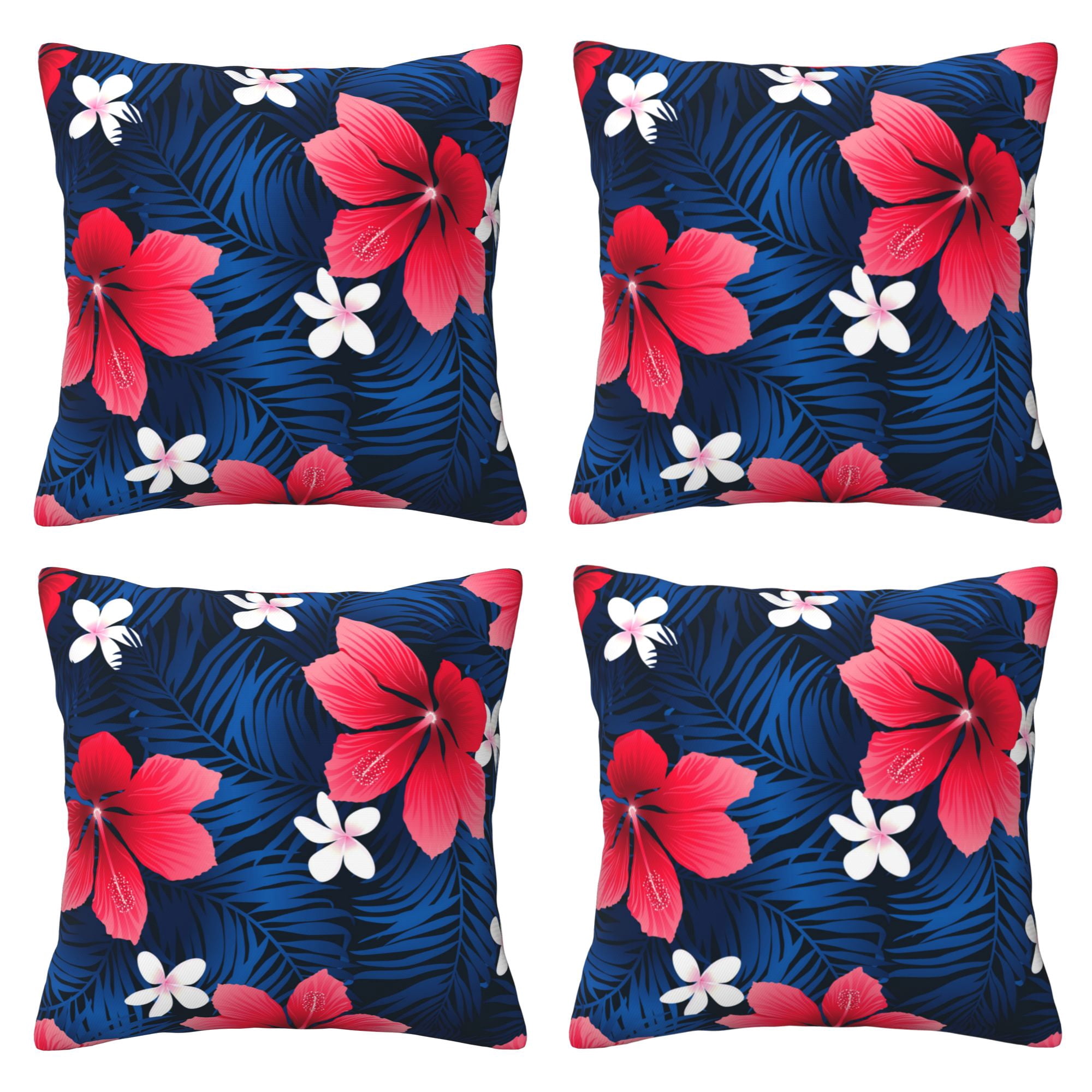 Home Throw Pillow Covers Two Sides Printed Tropical red hibiscus ...