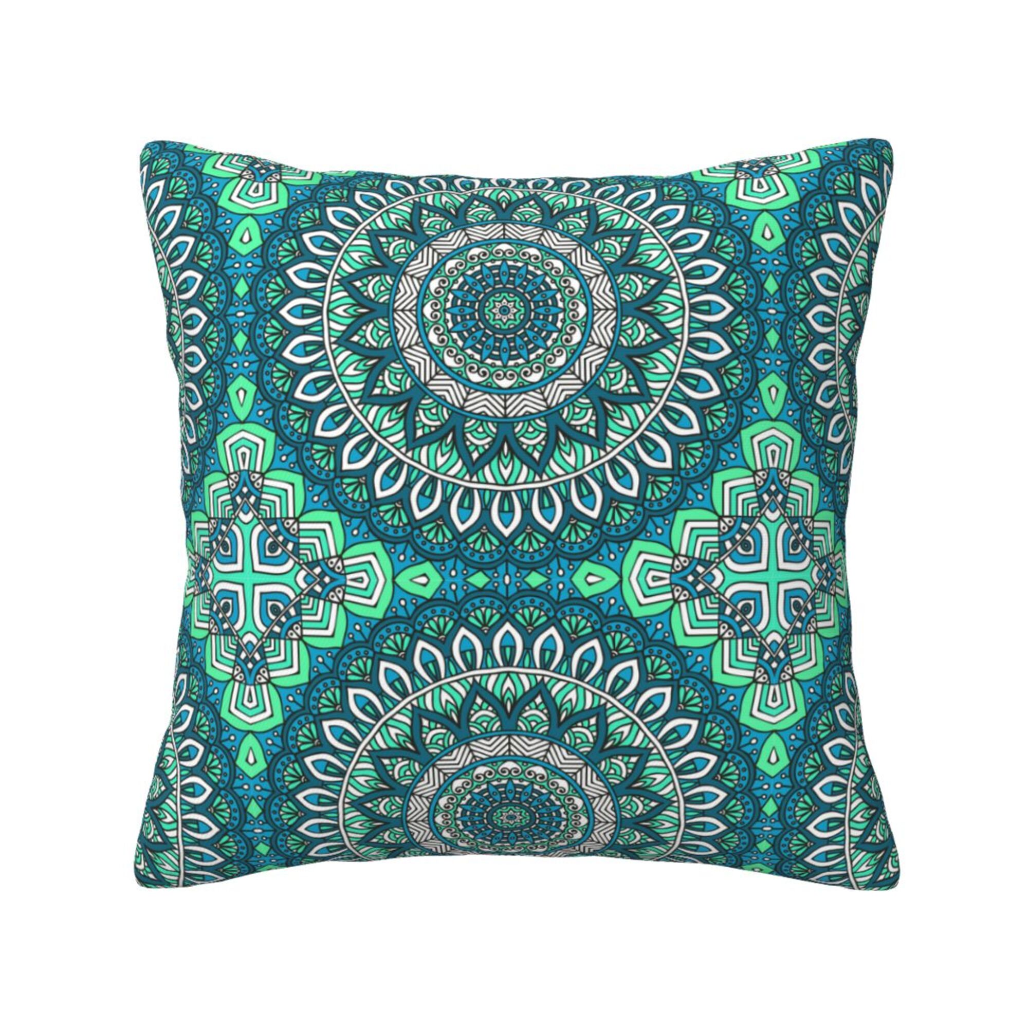 Home Throw Pillow Covers Two Sides Printed Turquoise Mandala Seamless ...