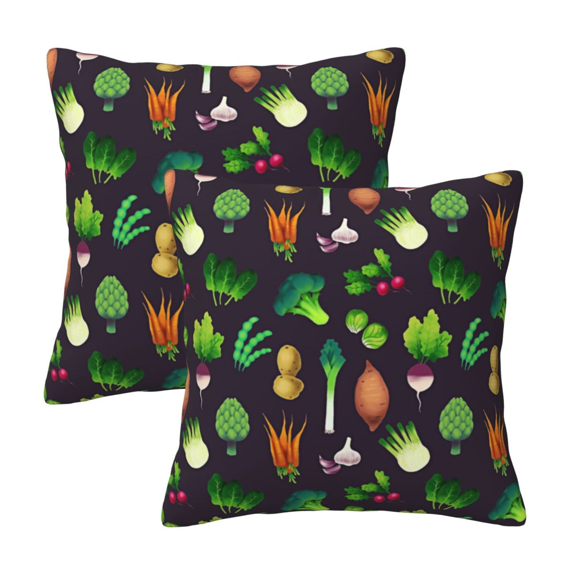 Home Throw Pillow Covers Two Sides Printed Vegetables Vegan Decor Sofa ...