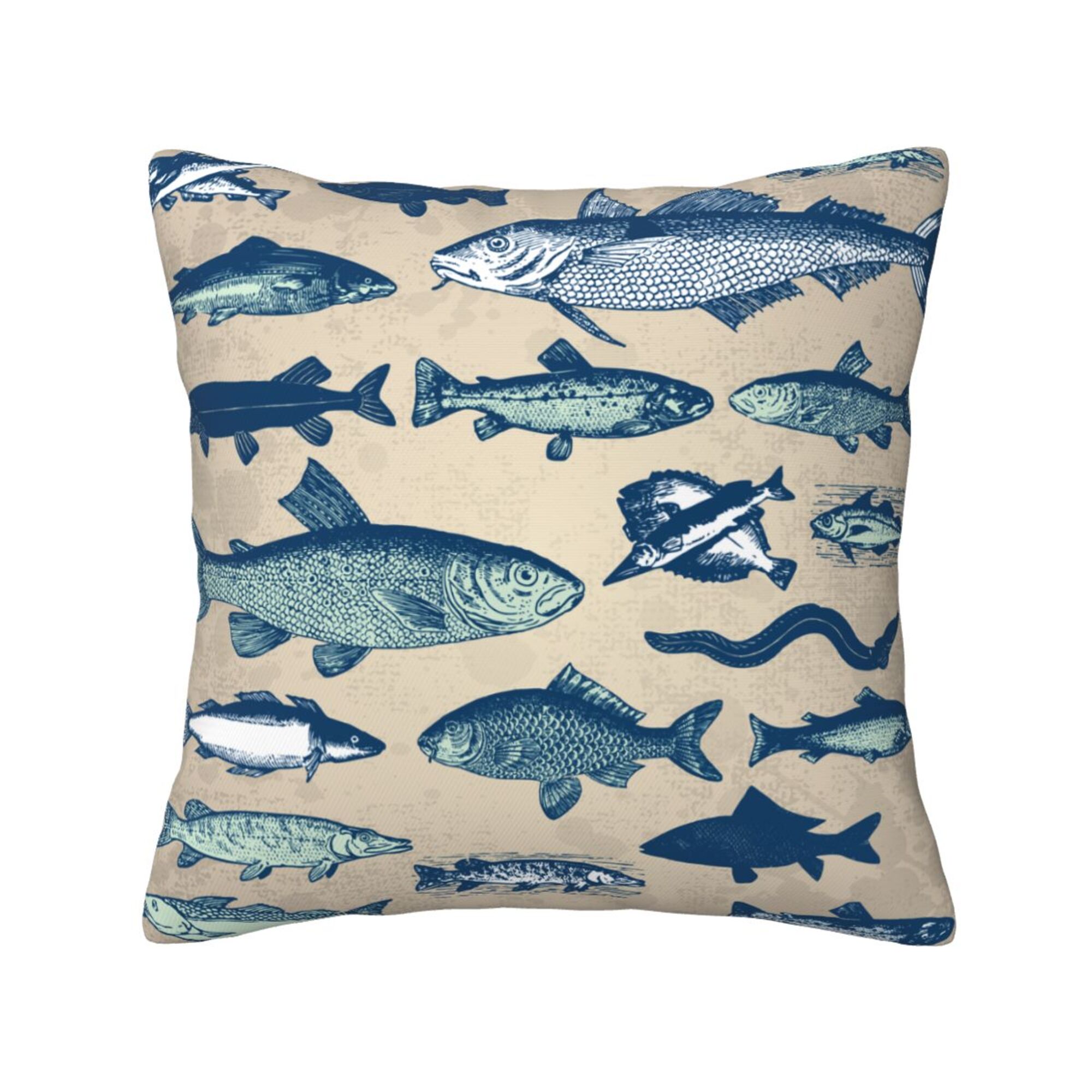 Home Throw Pillow Covers Two Sides Printed Vintage Fish Drawing Animals ...