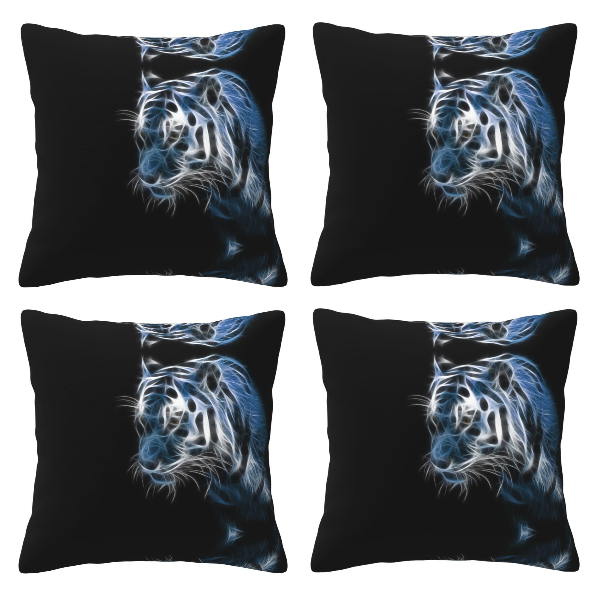 Home Throw Pillow Covers Two Sides Printed White Tiger Decor Sofa ...