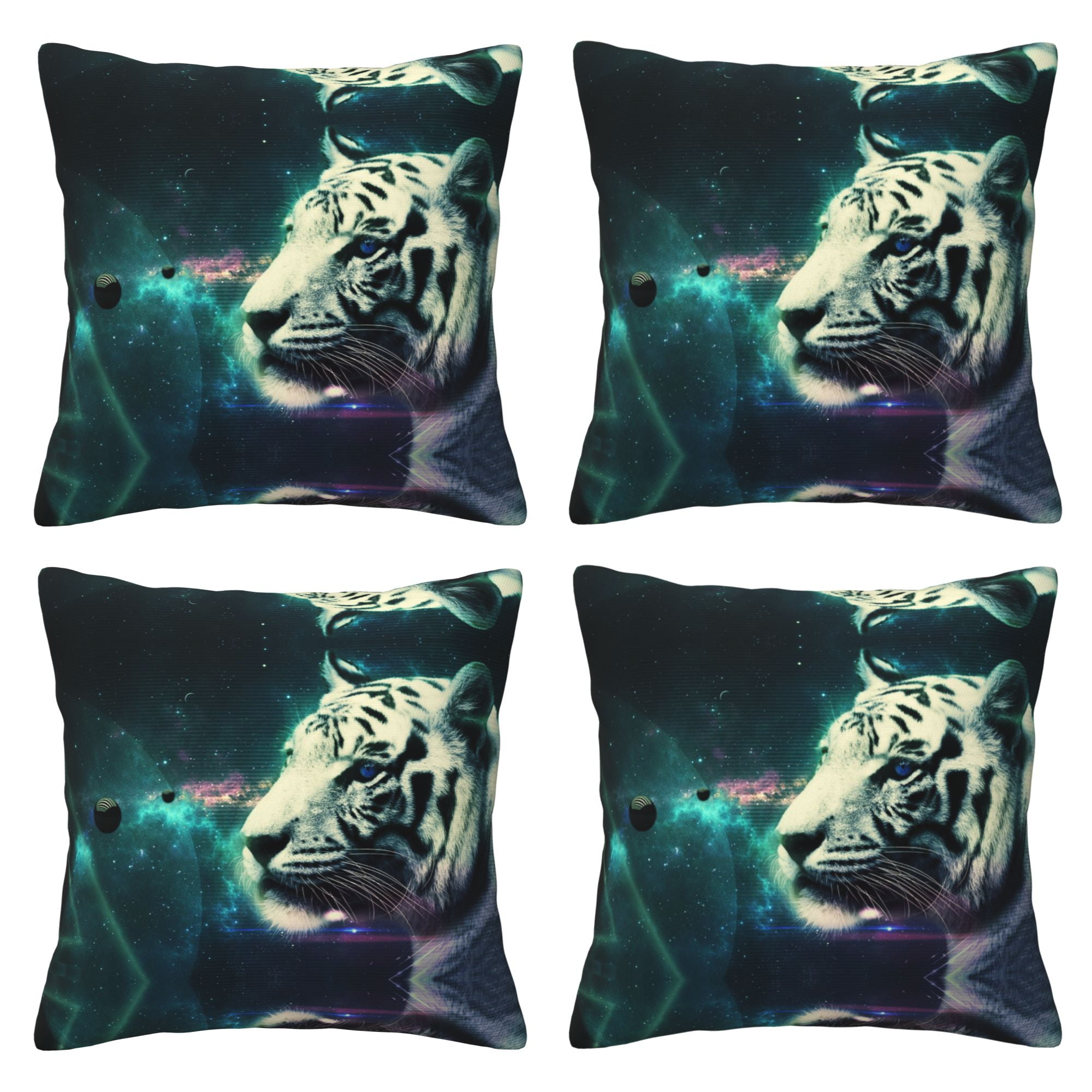 Home Throw Pillow Covers Two Sides Printed White Tiger Decor Sofa ...