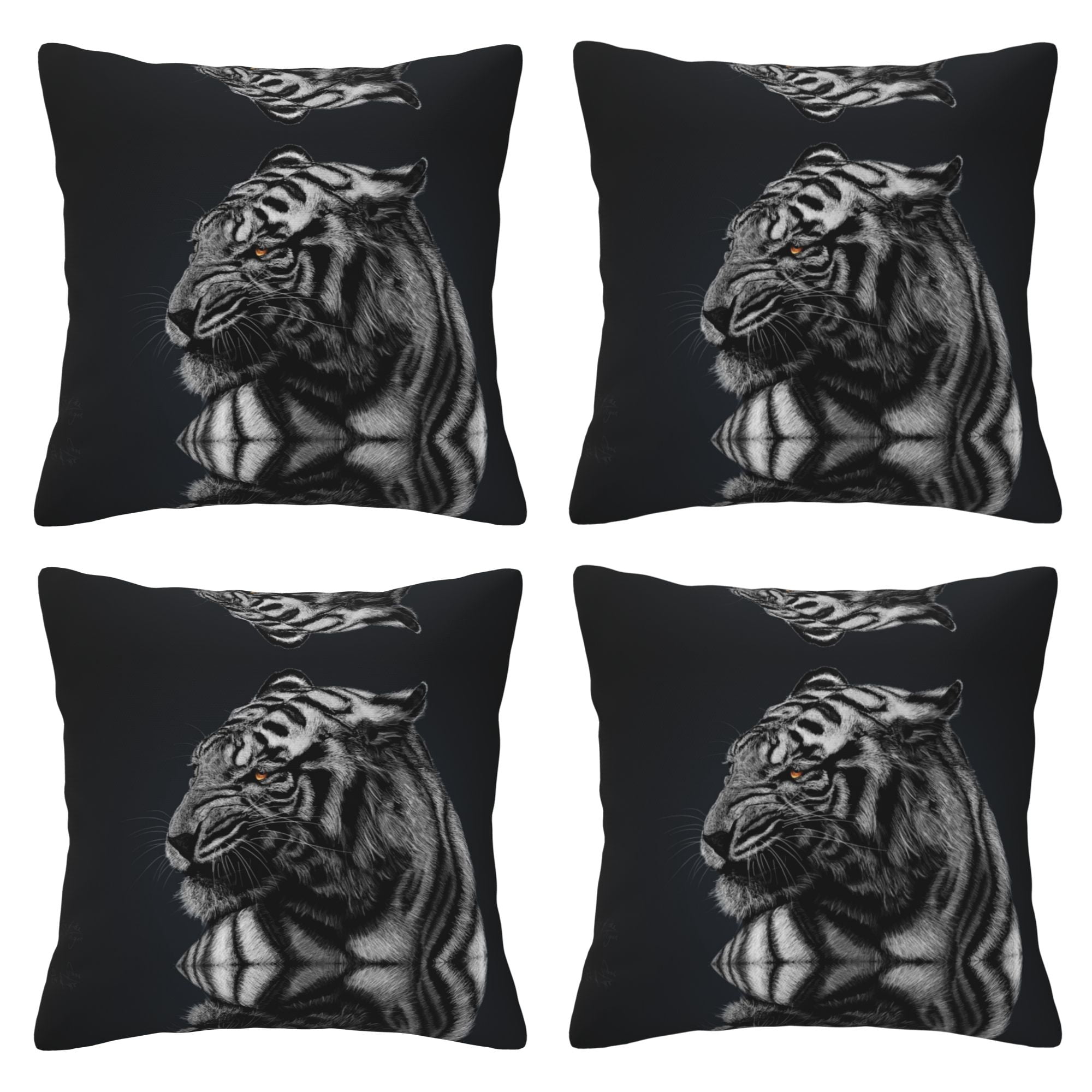Home Throw Pillow Covers Two Sides Printed White Tiger Decor Sofa ...