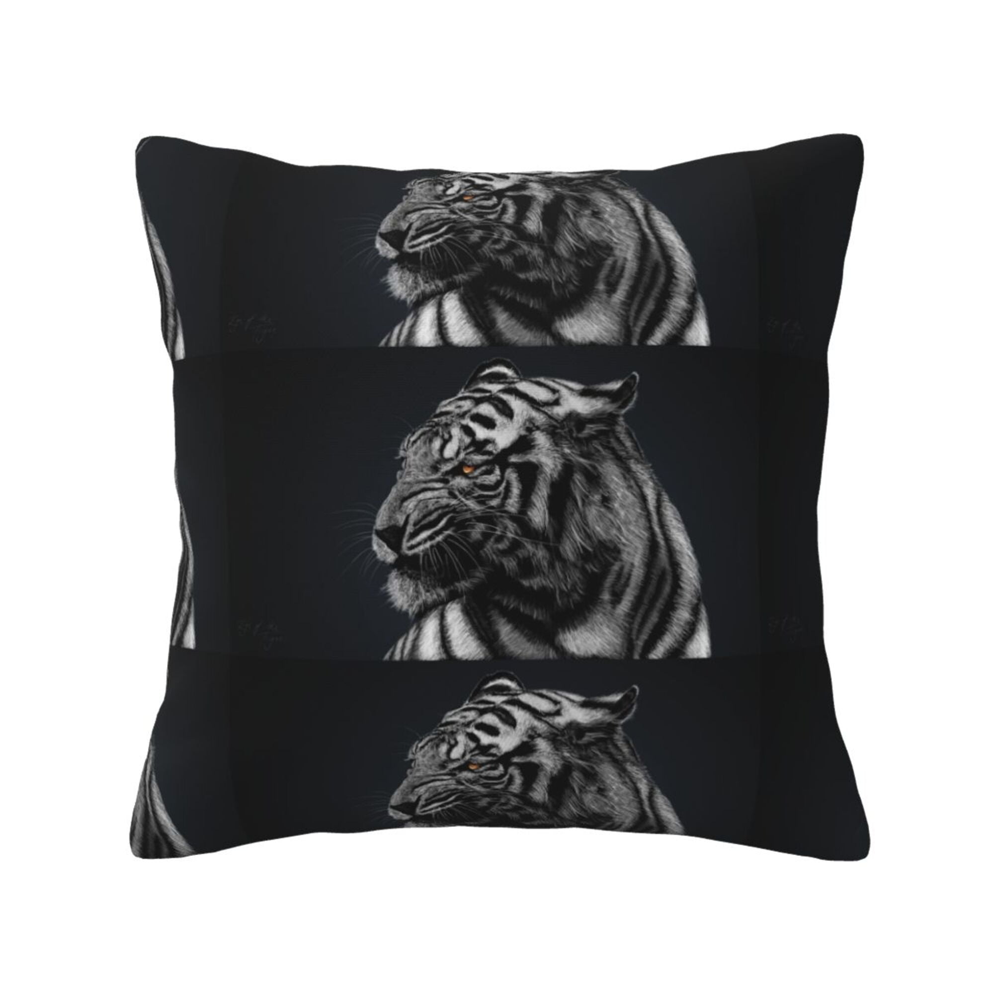Home Throw Pillow Covers Two Sides Printed White Tiger Decor Sofa ...
