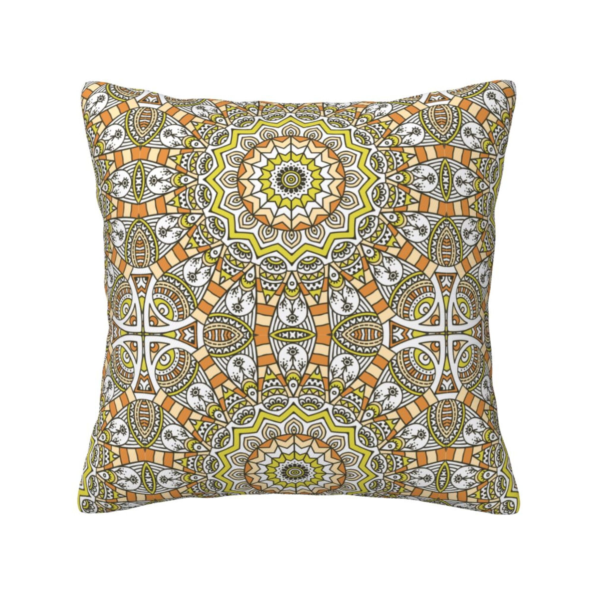 Home Throw Pillow Covers Two Sides Printed Yellow Mandala Seamless ...
