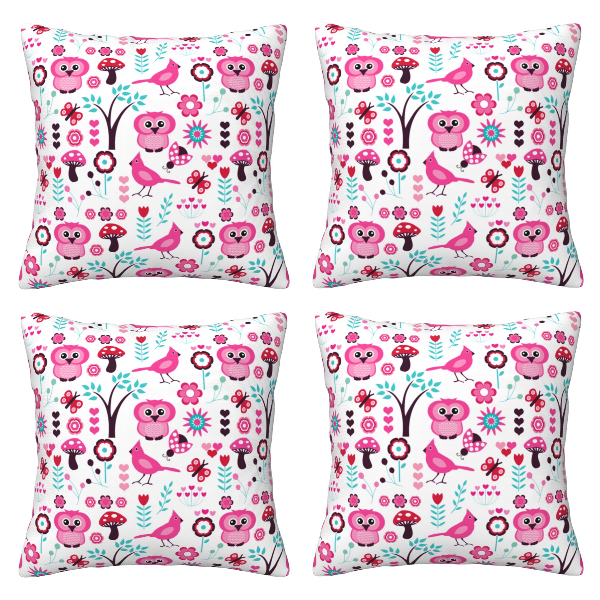 Home Throw Pillow Covers Two Sides Printed birds and flowers background ...