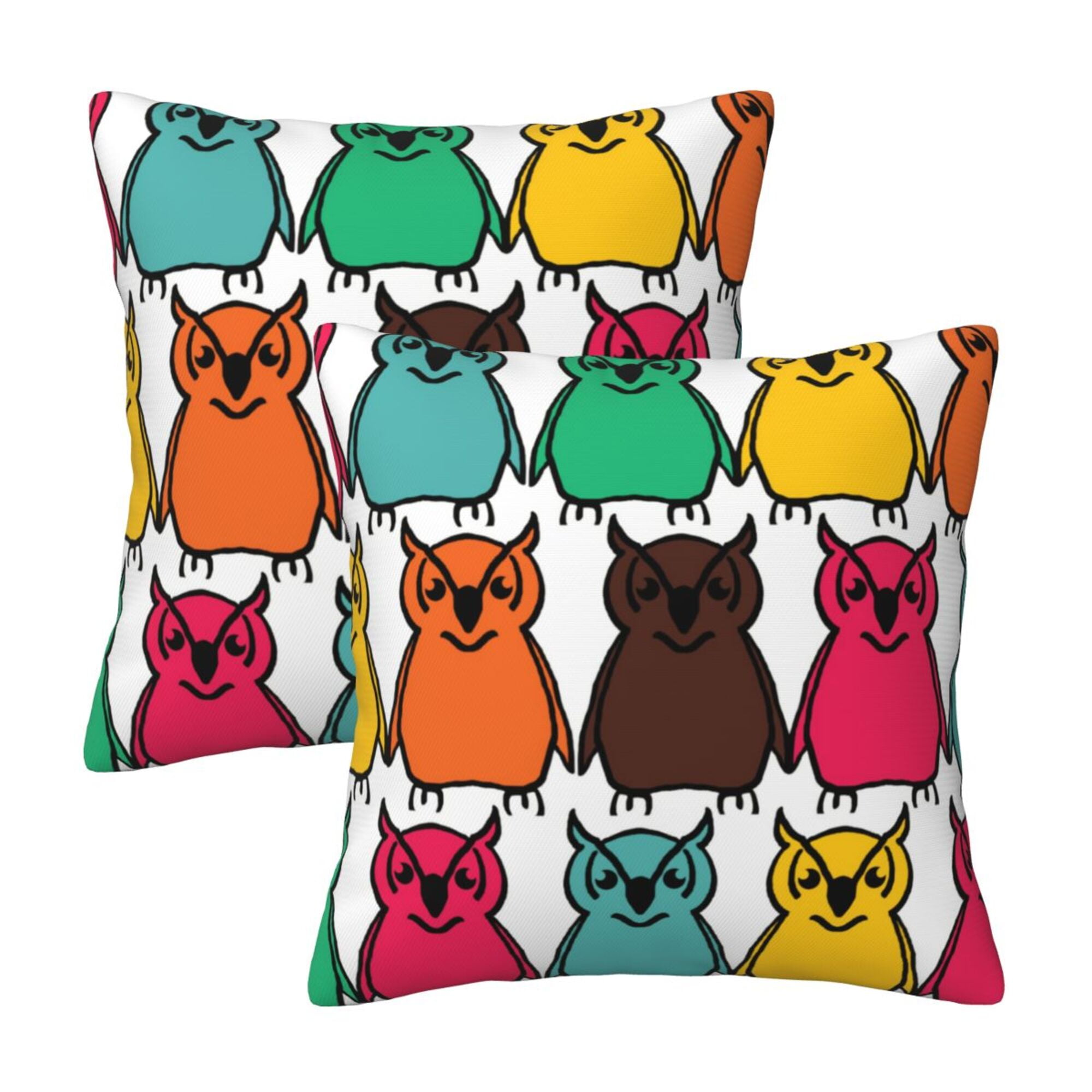 Home Throw Pillow Covers Two Sides Printed bold colored owl background ...