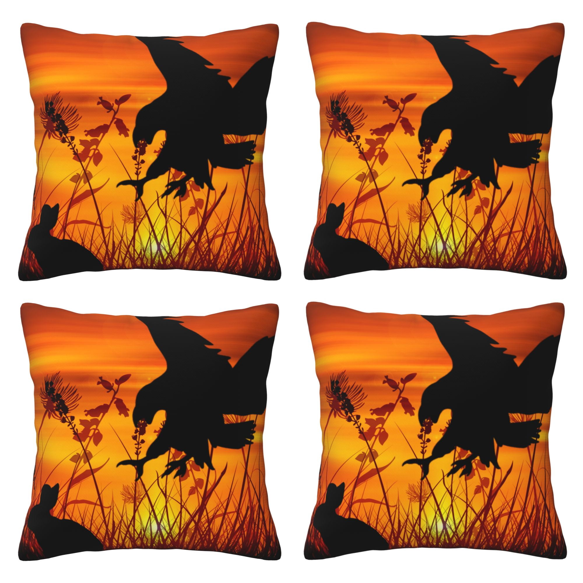 Home Throw Pillow Covers Two Sides Printed eagle rabbit hunt wildlife ...