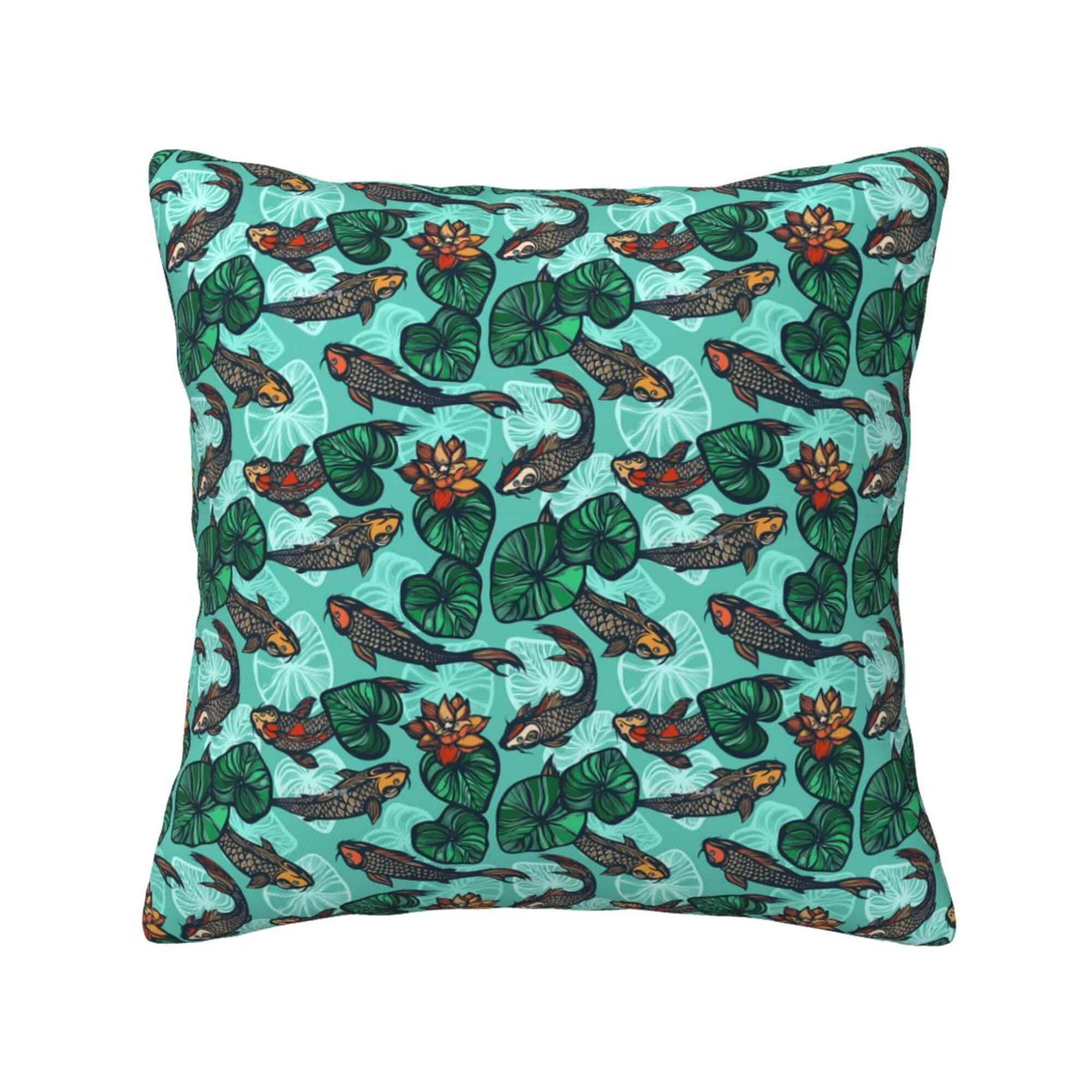Home Throw Pillow Covers Two Sides Printed fish flowers Decor Sofa ...
