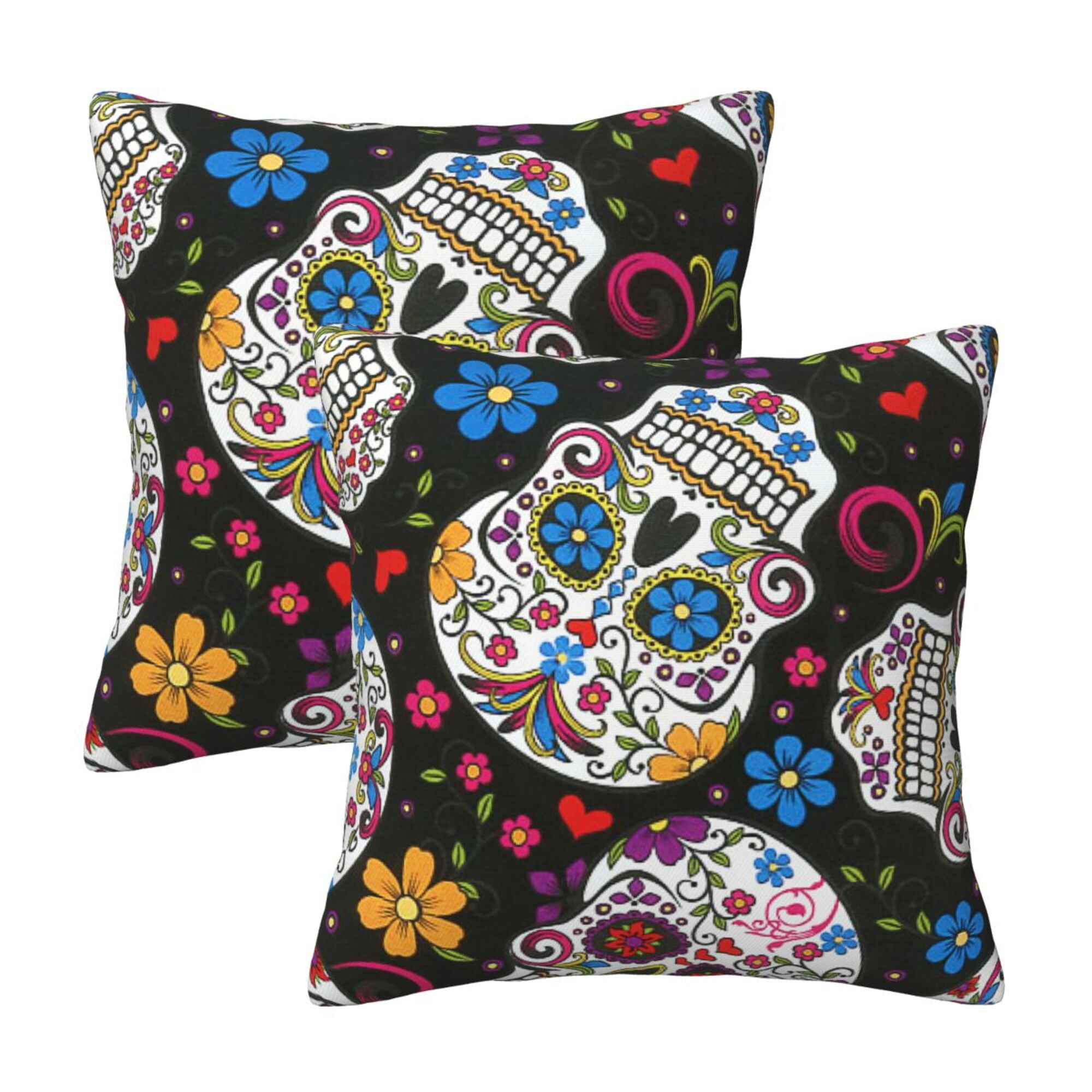 Home Throw Pillow Covers Two Sides Printed flower sugar-skull Decor ...