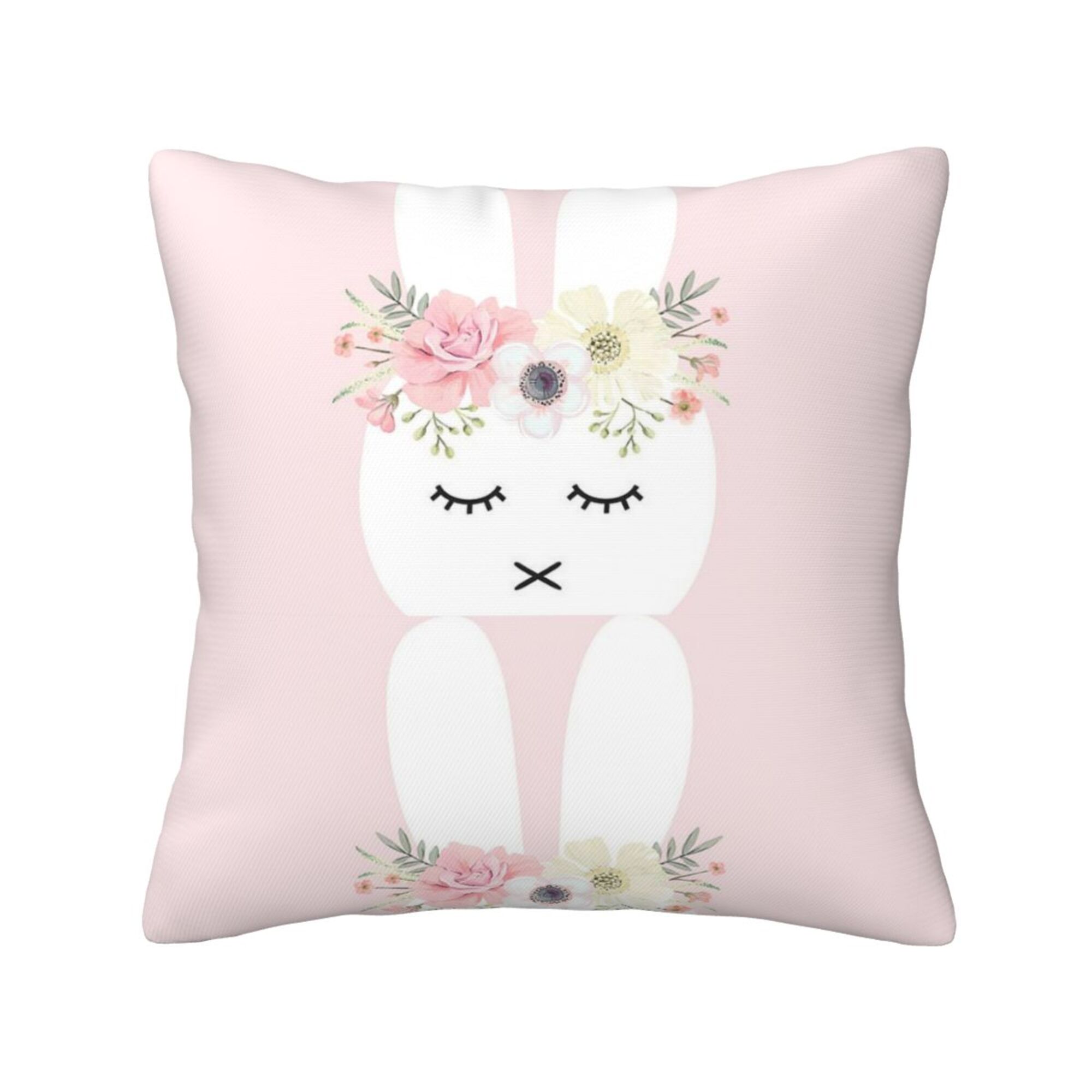 Home Throw Pillow Covers Two Sides Printed rabbit with a wreath Decor ...